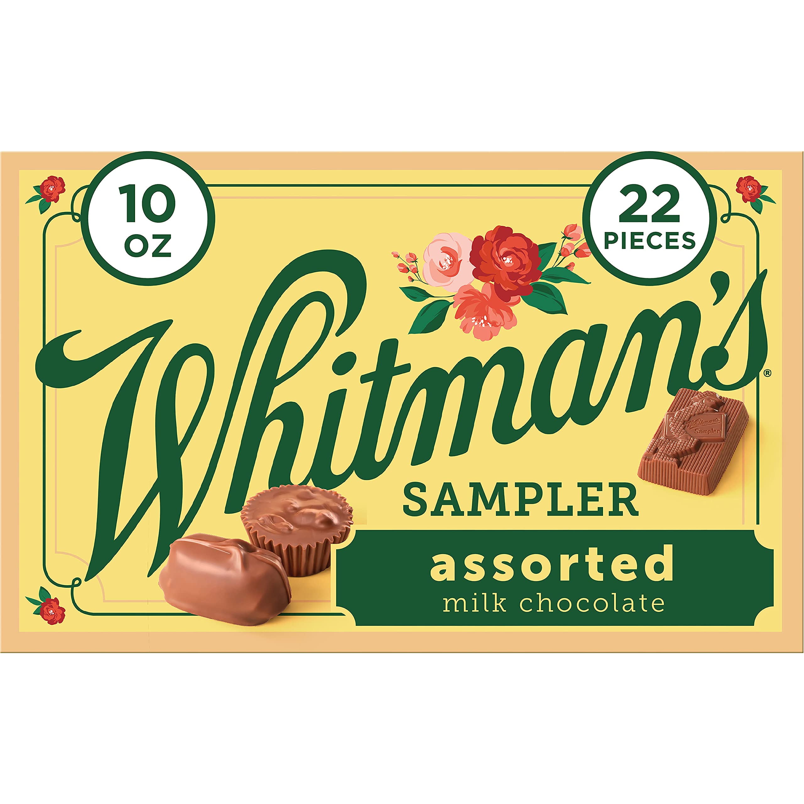 Whitman's Sampler Milk Chocolates Gift Box, 10 Ounce (22 Pieces ...