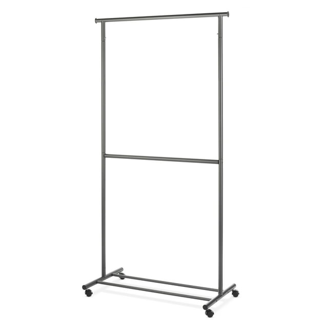 Whitmor 2-Rod Rolling Garment Rack - Gunmetal Gray - Walmart.com