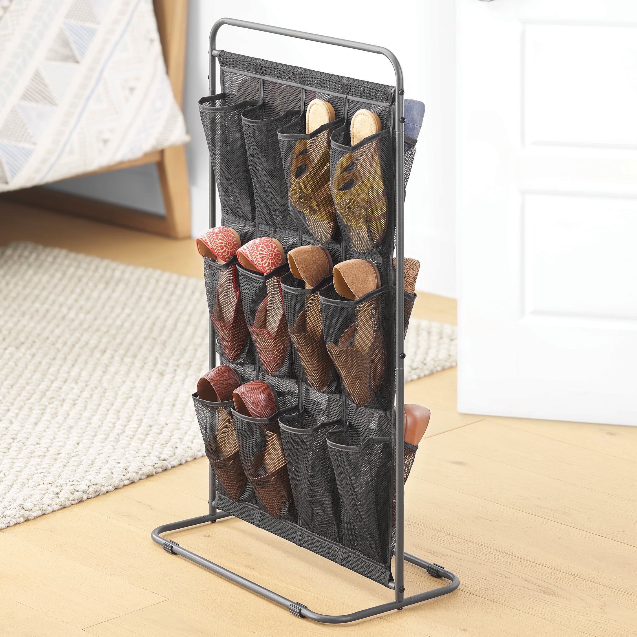 Whitmor 24-Pocket Metal Mesh Shoe Organizer - Gunmetal Gray - Walmart.com