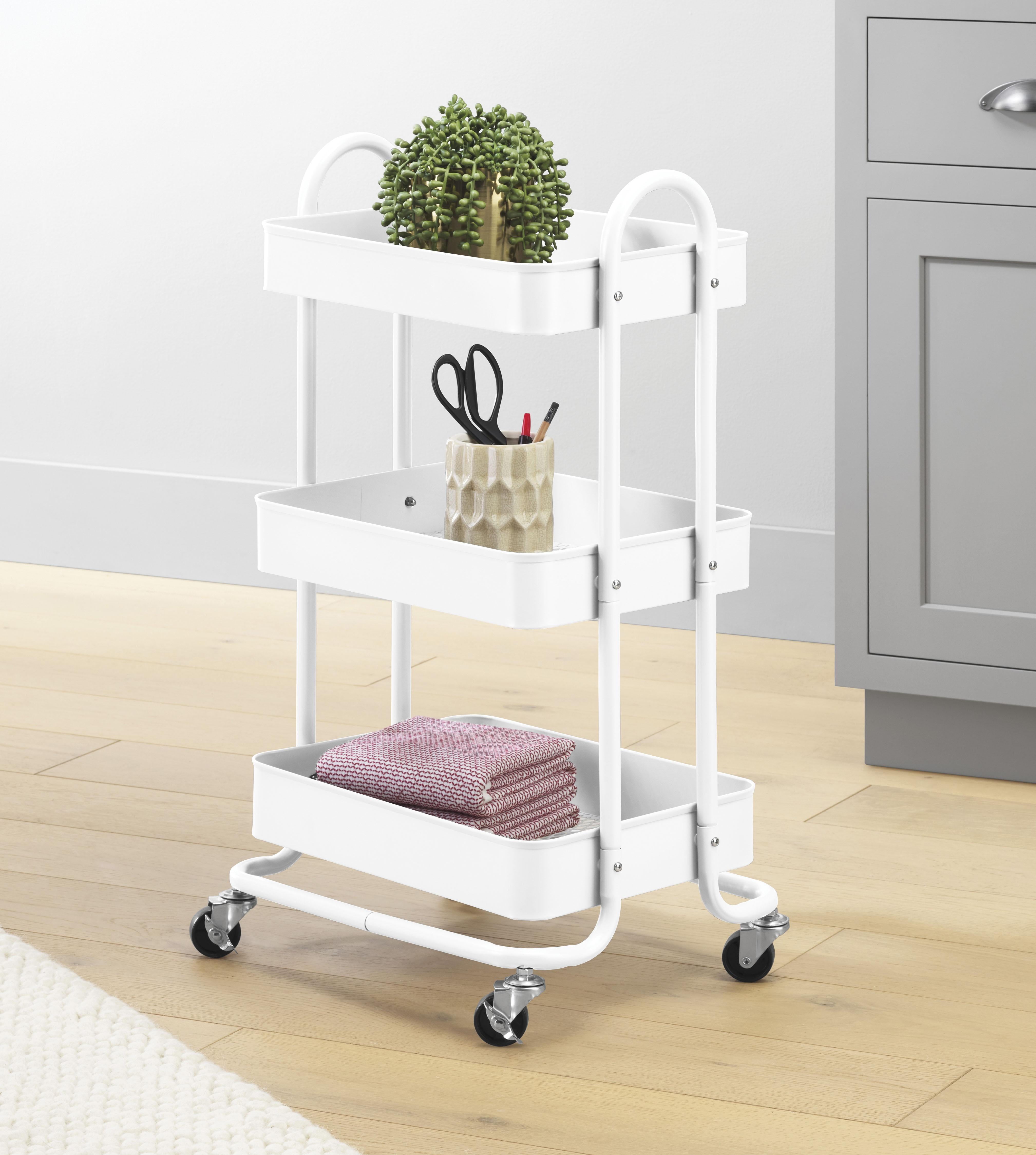 Whitmor 3-Tier Rolling Metal Cart - White - Walmart.com