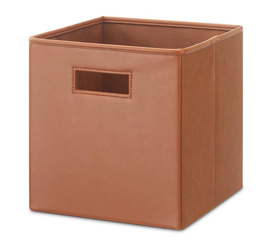 Whitmor 4 Pack 12 Inch Cognac Foldable Diamond-Patterned Faux Leather ...