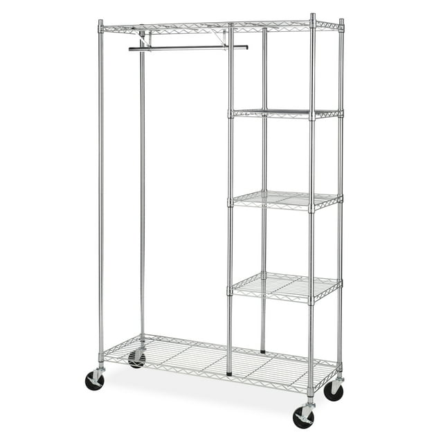 Whitmor 4-Shelf Rolling Garment Rack, Metal, Chrome - Walmart.com