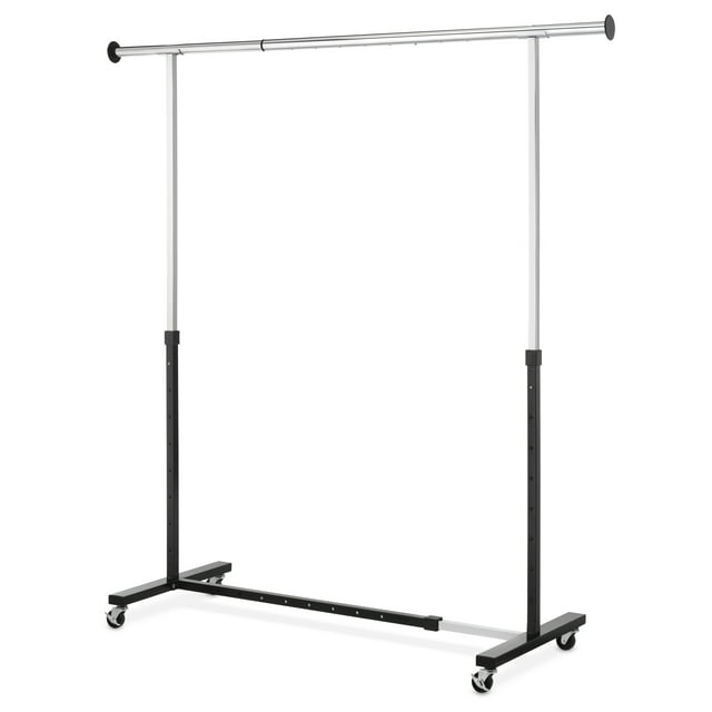Whitmor Adjustable Rolling Expandable Garment Rack, Metal, Black and ...
