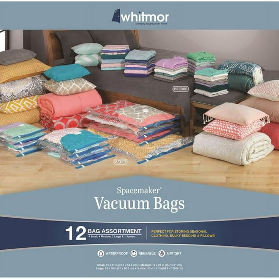 Whitmor Clear Closet Vacuum Cube Storage Bags - Set of 12 - Adult ...
