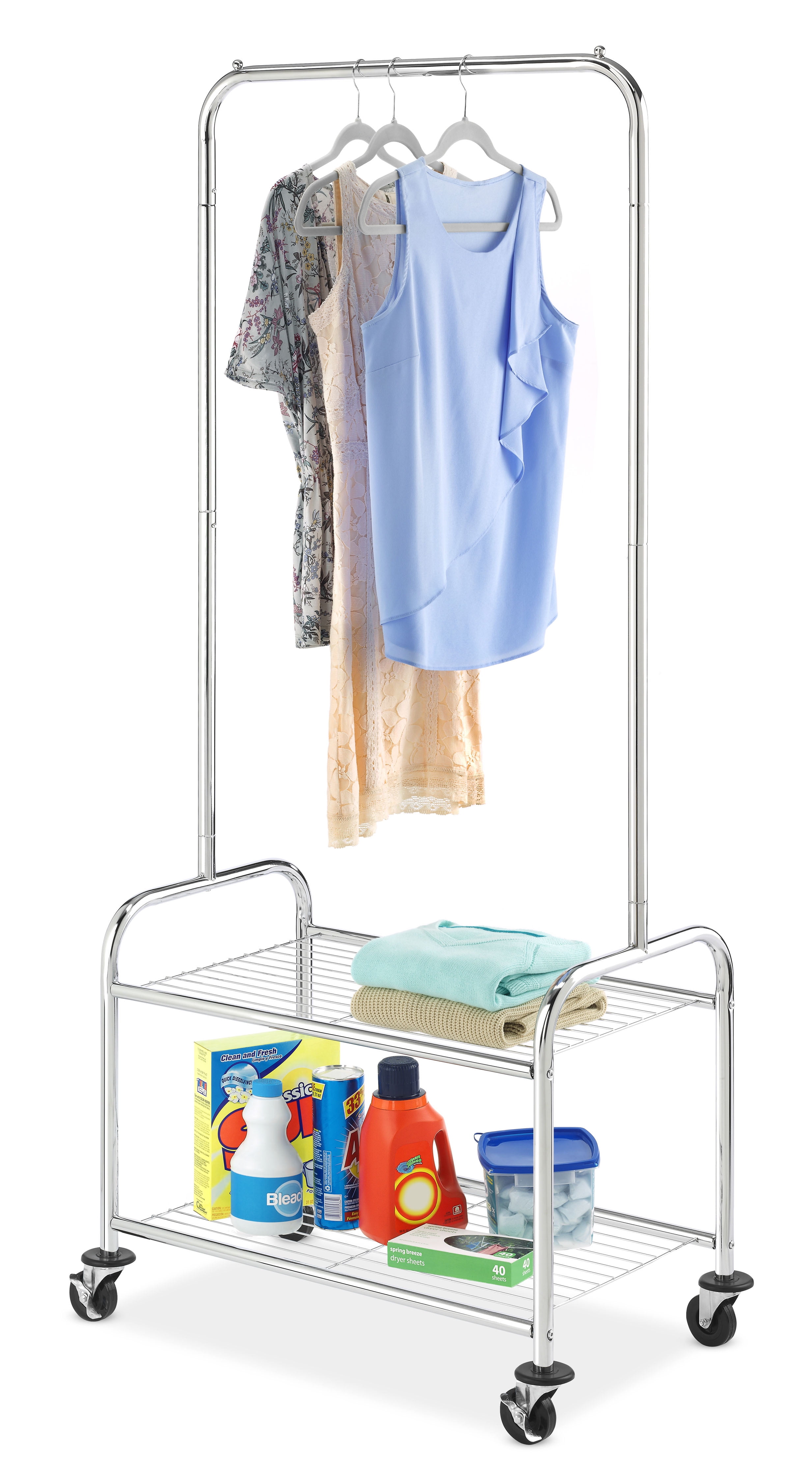 Whitmor Commercial Laundry Butler with Metal Wire Shelf - Chrome ...