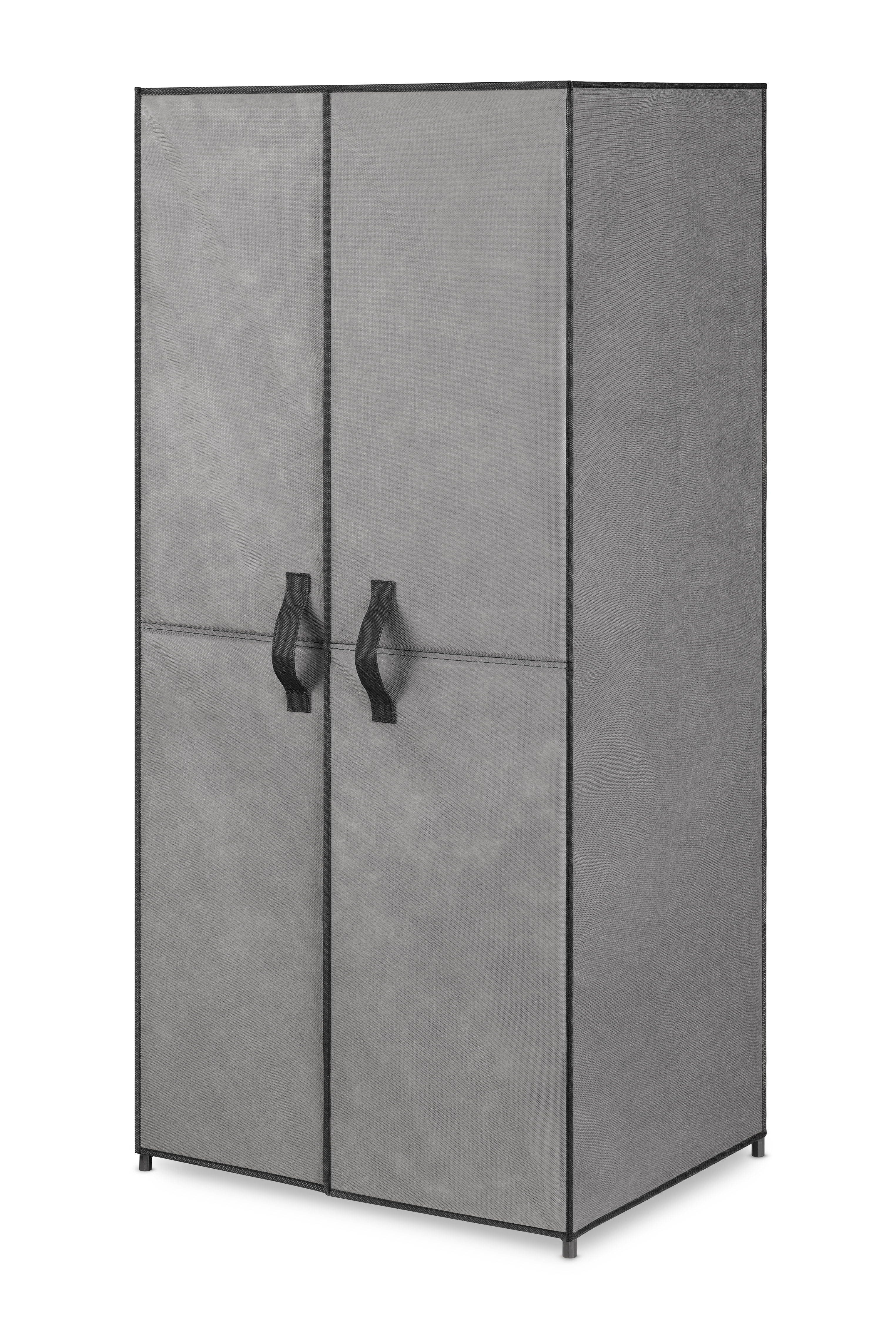 Whitmor Covered Wardrobe Closet Organizer with Doors - Gray - Adult Use ...
