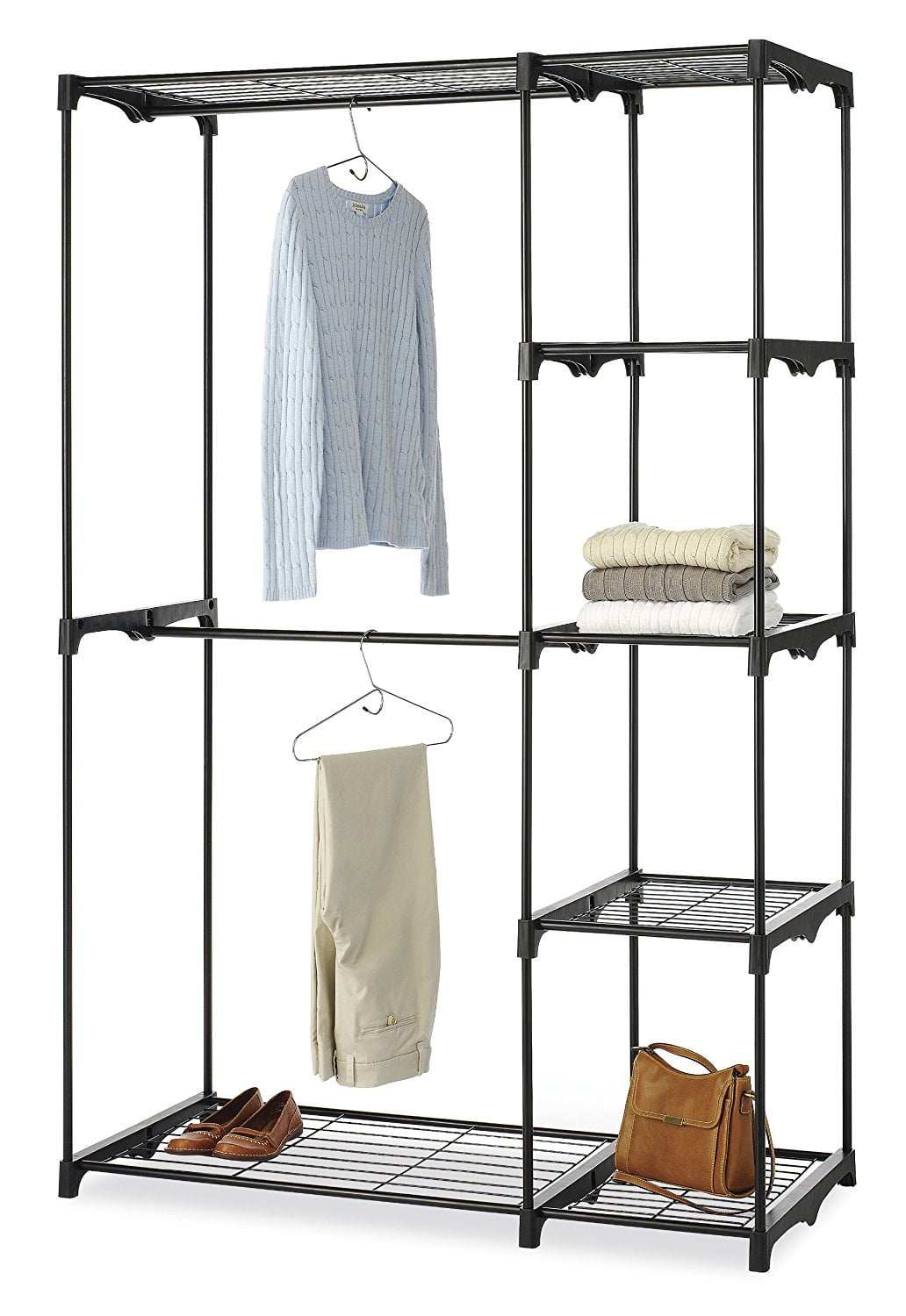 Whitmor Double Rod Heavy Duty Freestanding Metal Garment Rack Closet ...