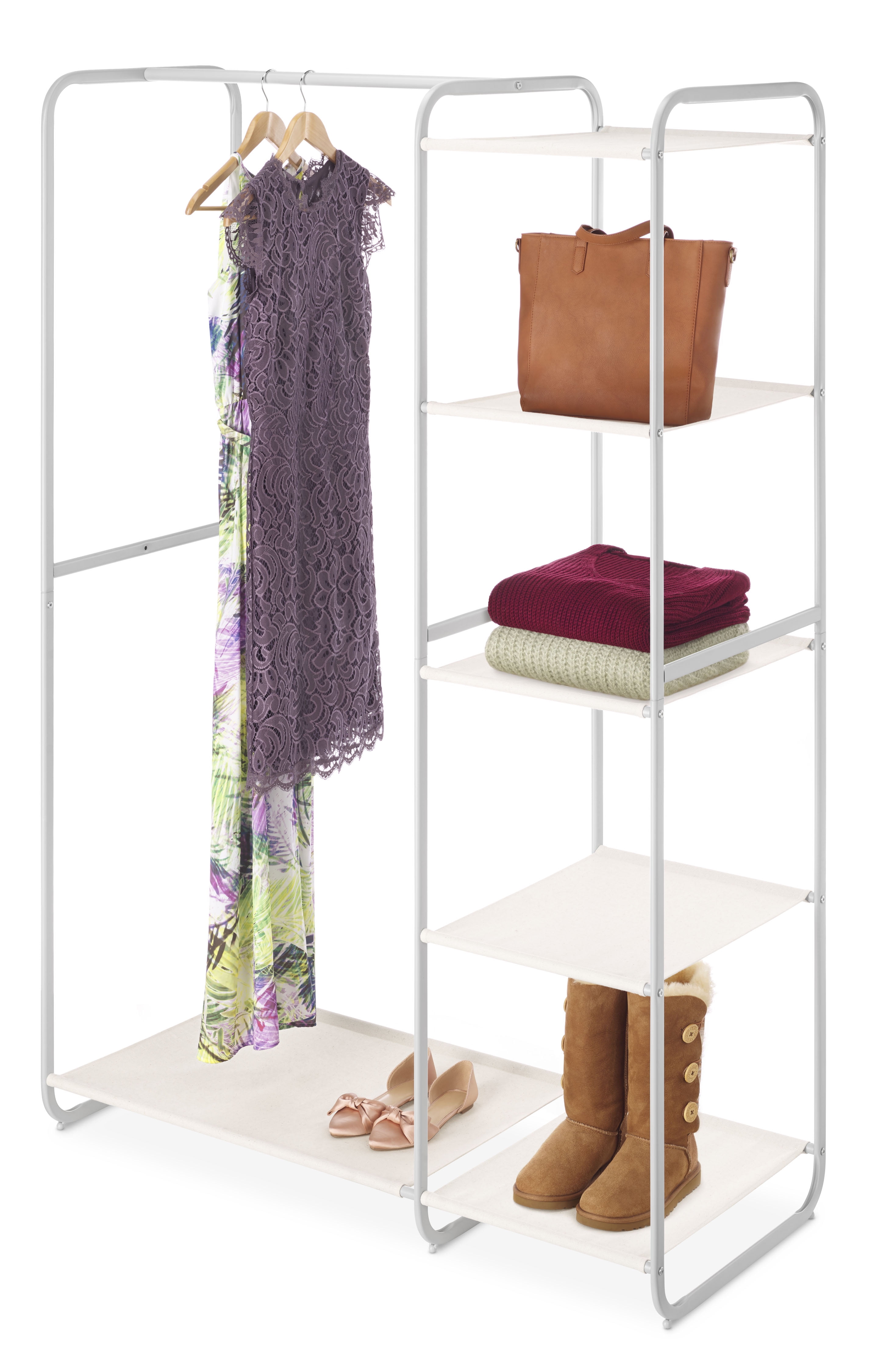 Whitmor Double Rod Steel Closet with Polycotton Shelves - White - Adult ...