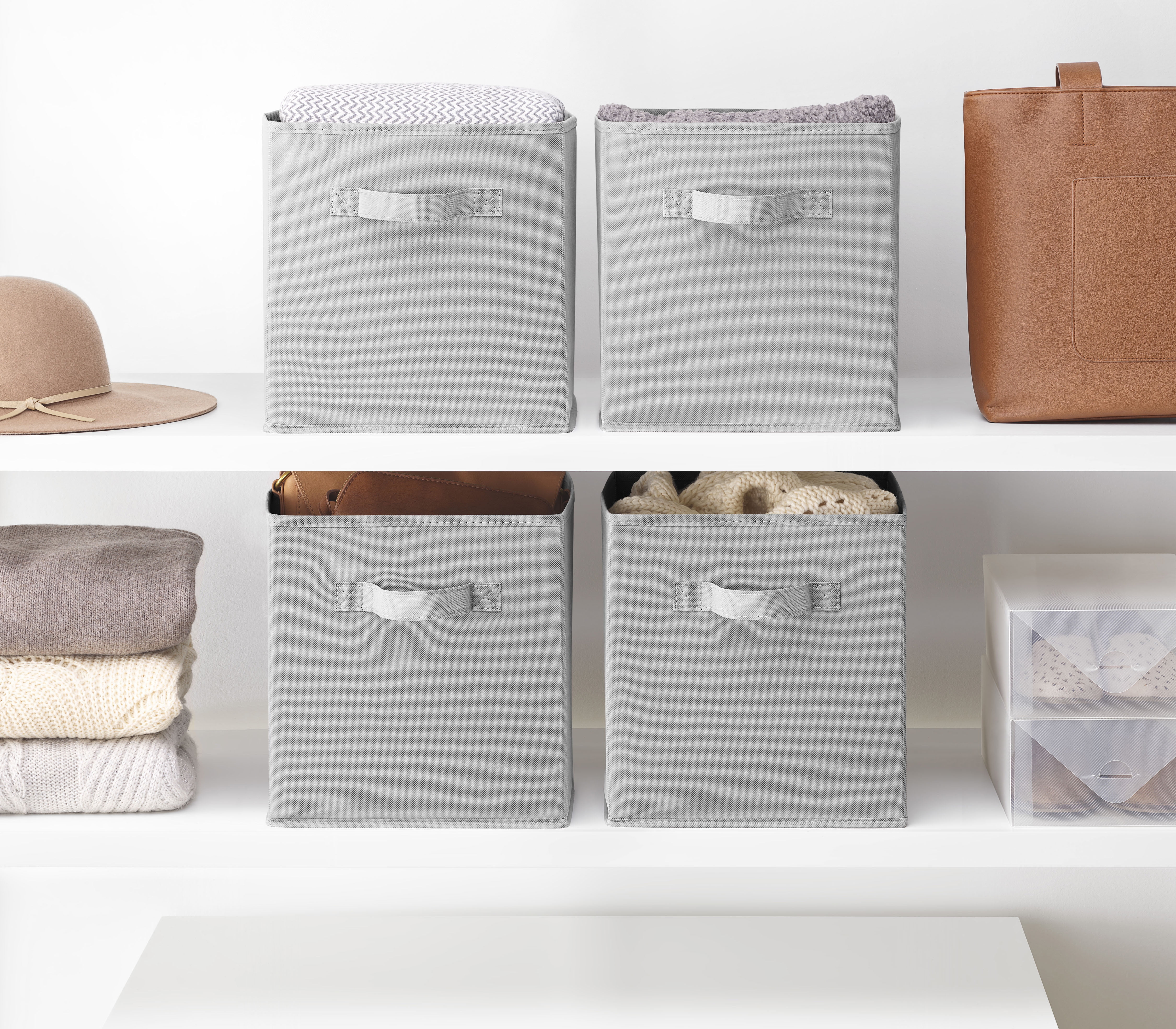 Whitmor Collapsible Cubes - 10.5 x 10.5 x 11 inches - Gray - Set of 4 ...