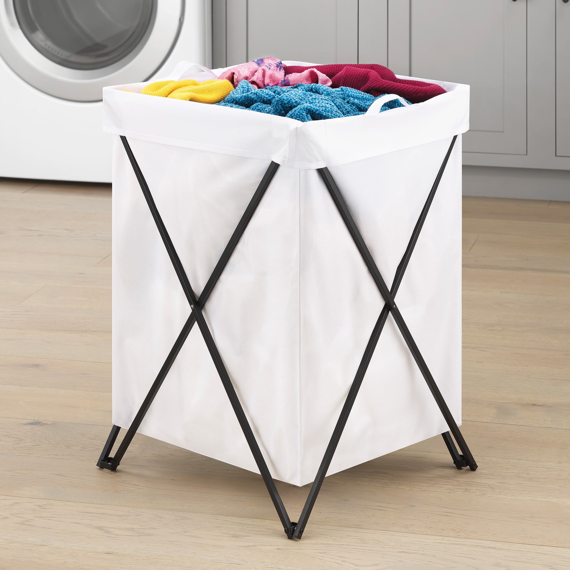 Whitmor Folding Laundry Hamper - White - Walmart.com