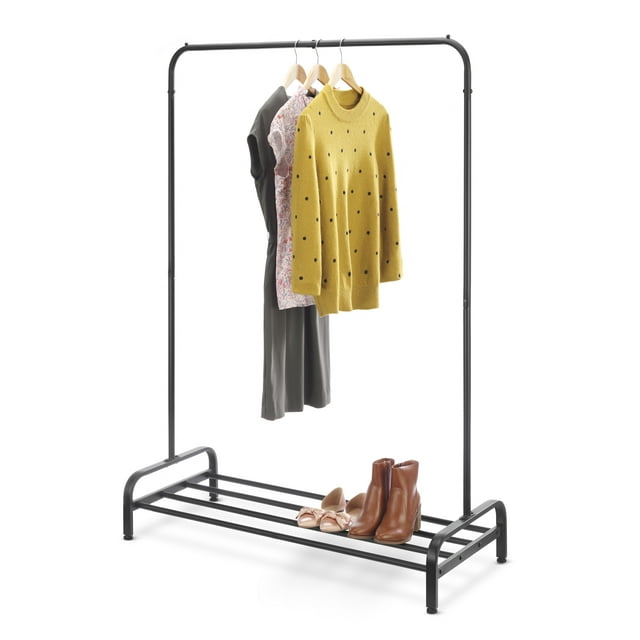 Whitmor Garment Rack with Shelf - Black - Metal Construction - Walmart.com