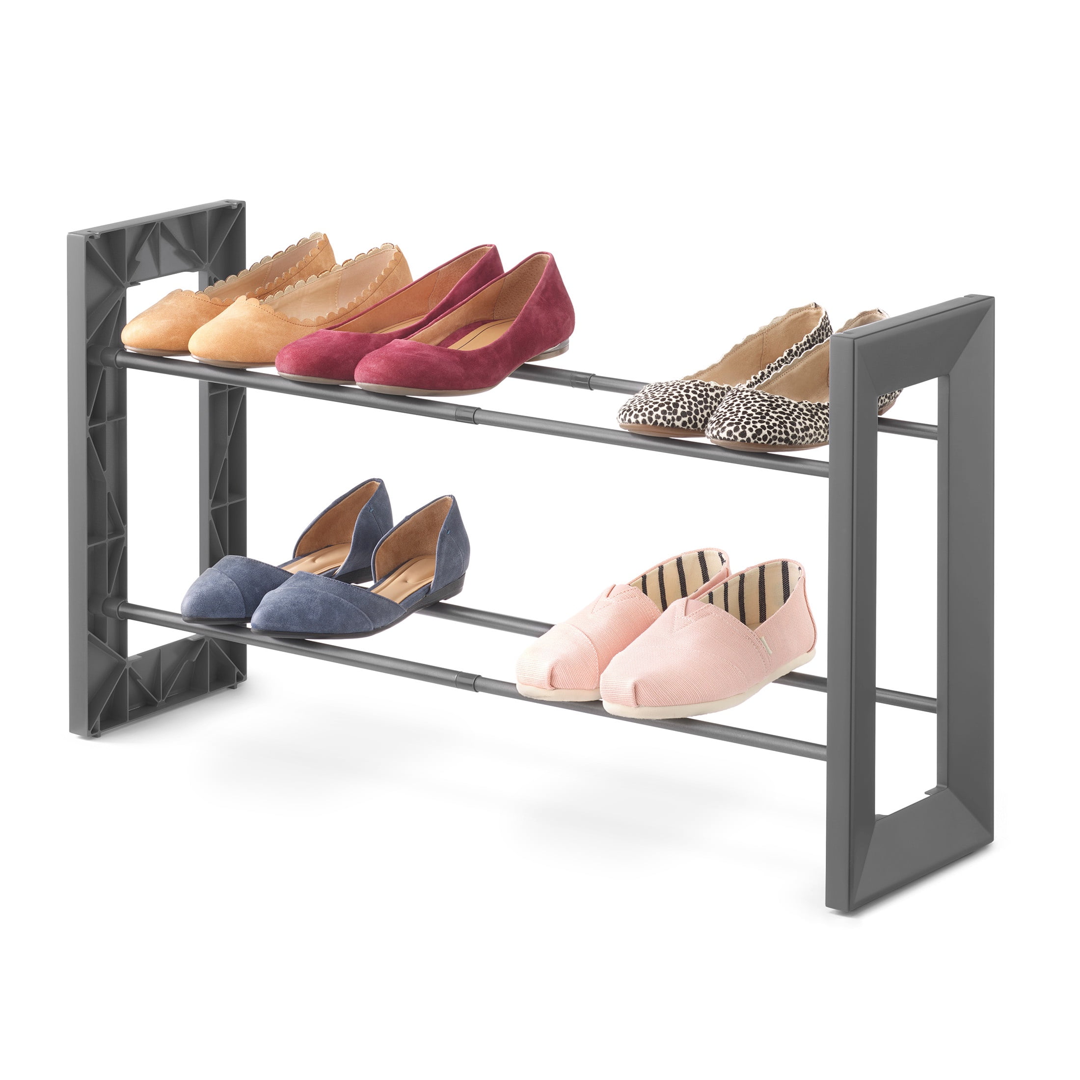 Whitmor Gunmetal Shoe Rack - 2-Tier Expandable Shoe Rack - Gunmetal ...