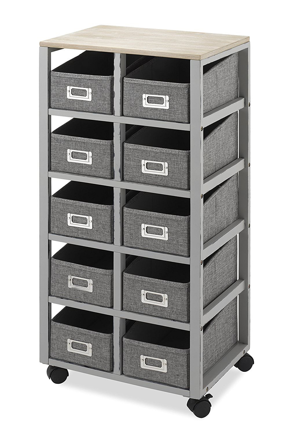 Whitmor Multipurpose Storage Cart with 10 Removable Bins Gray - Walmart.com