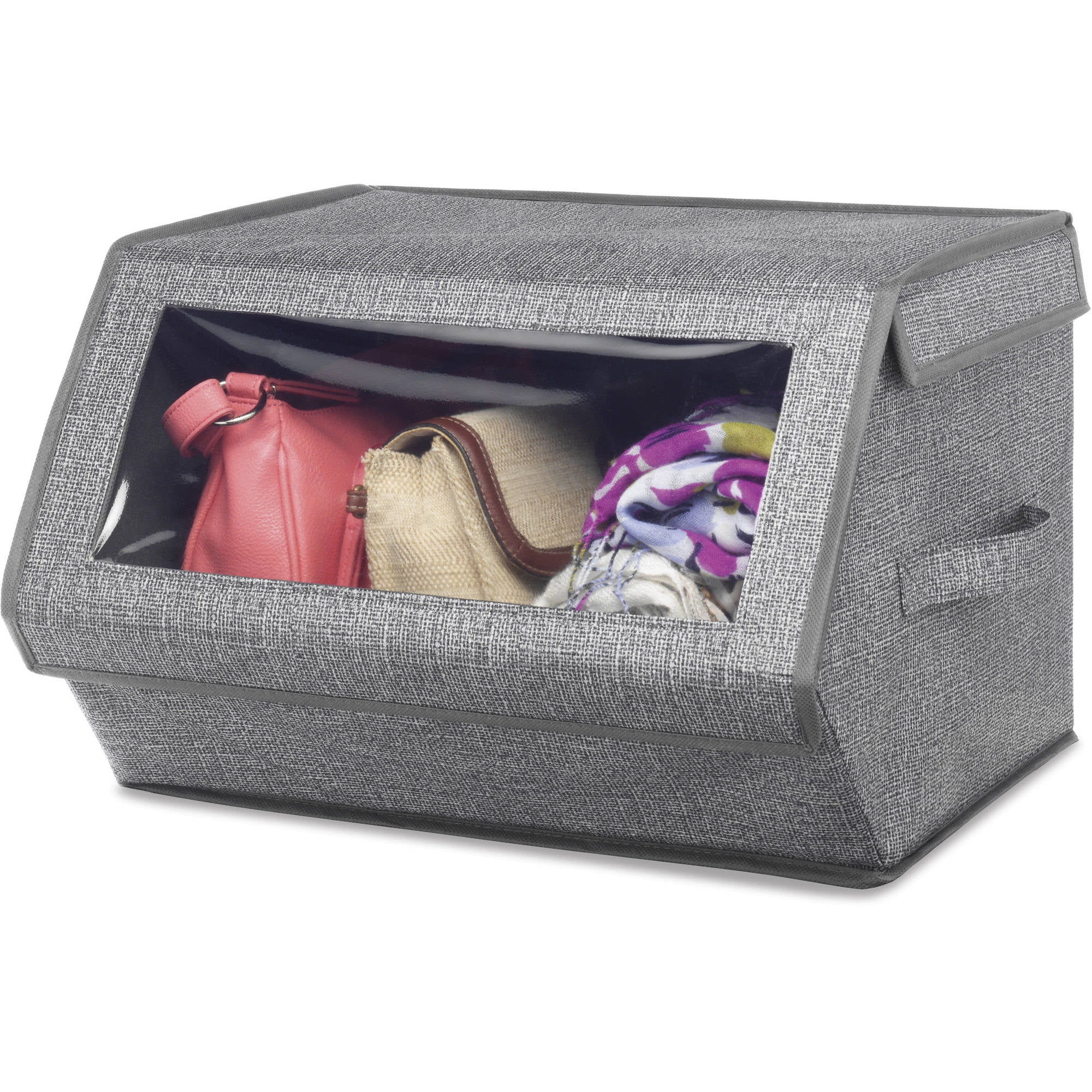 Whitmor Stackable window storage box 14" x 15" x 10" Crosshatch, Gray ...