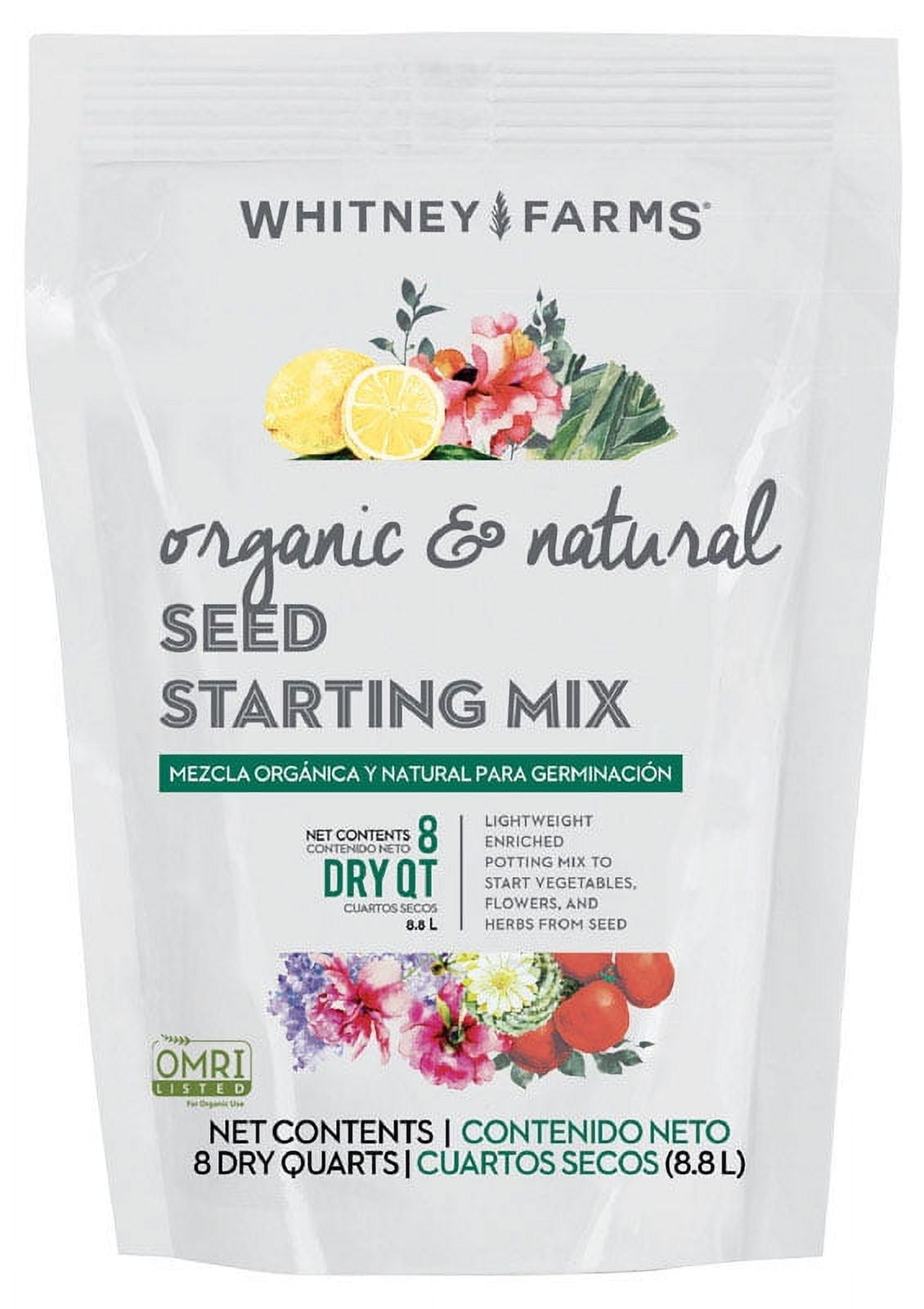 Whitney Farms Organic & Natural Seed Starting Mix for Seedlings, 8 qt ...