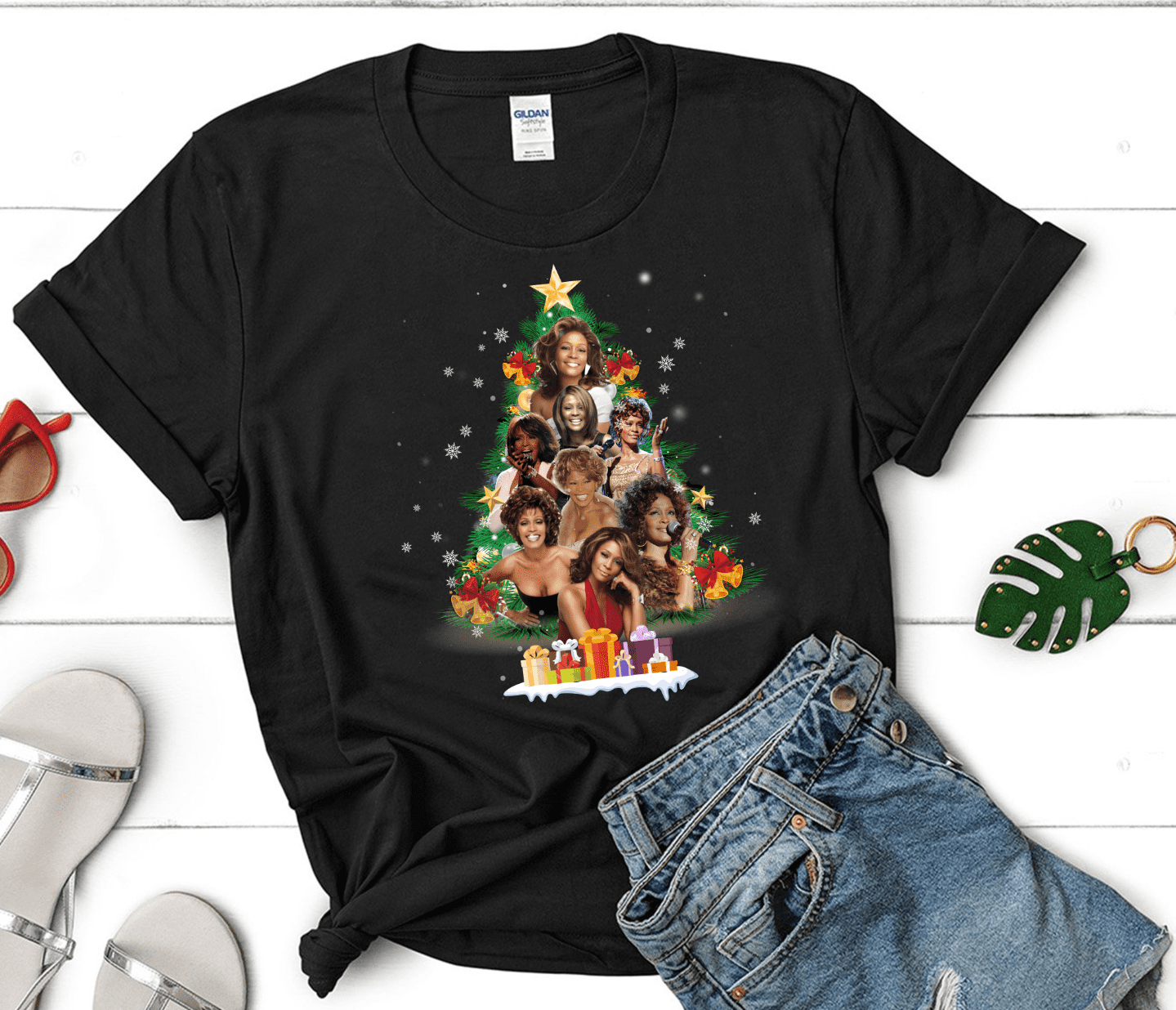 Whitney Houston Christmas Tree Shirt, Vintage 90s Shirt, Whitney ...