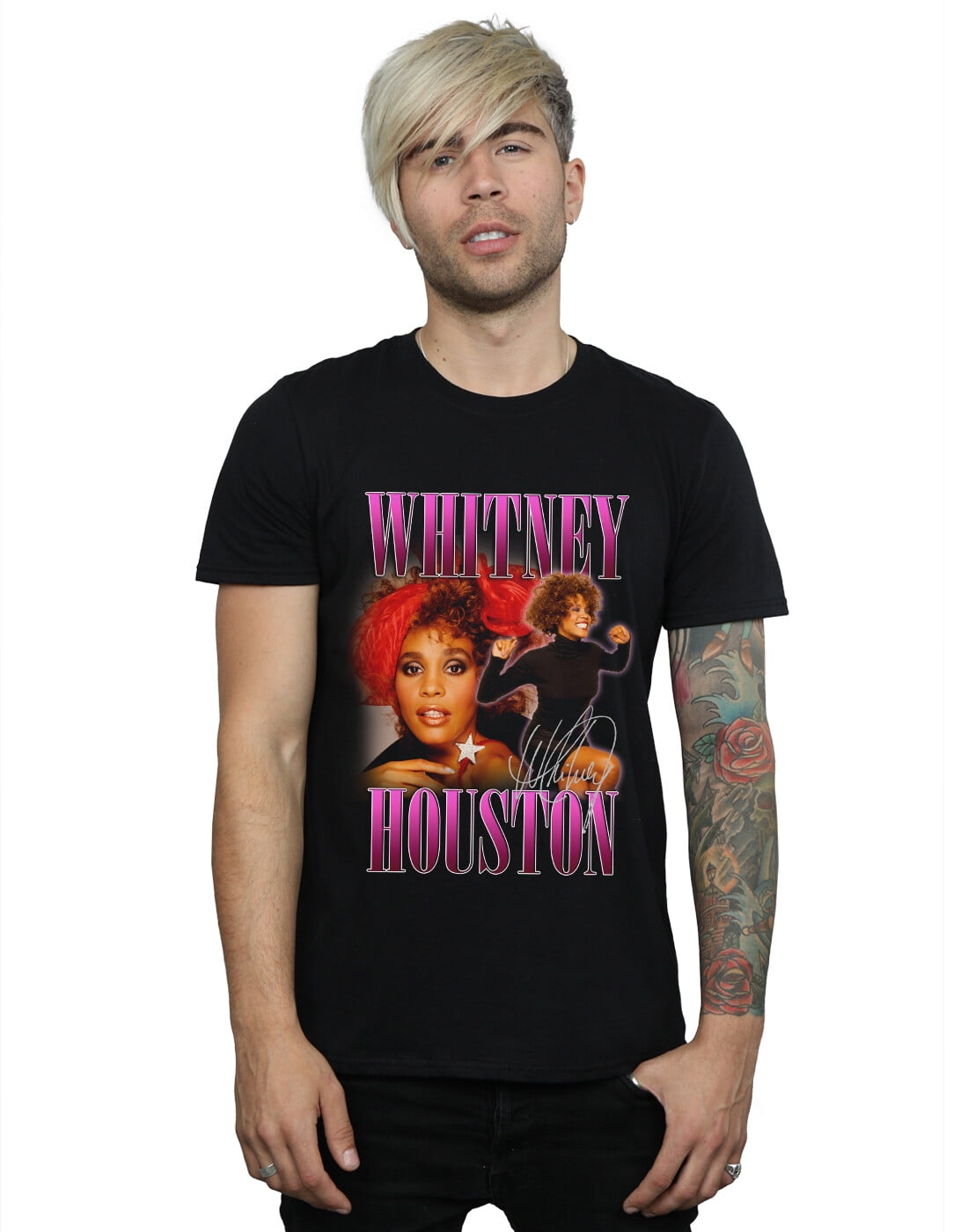 Whitney Houston Men's Signature Homage T-Shirt - Walmart.com