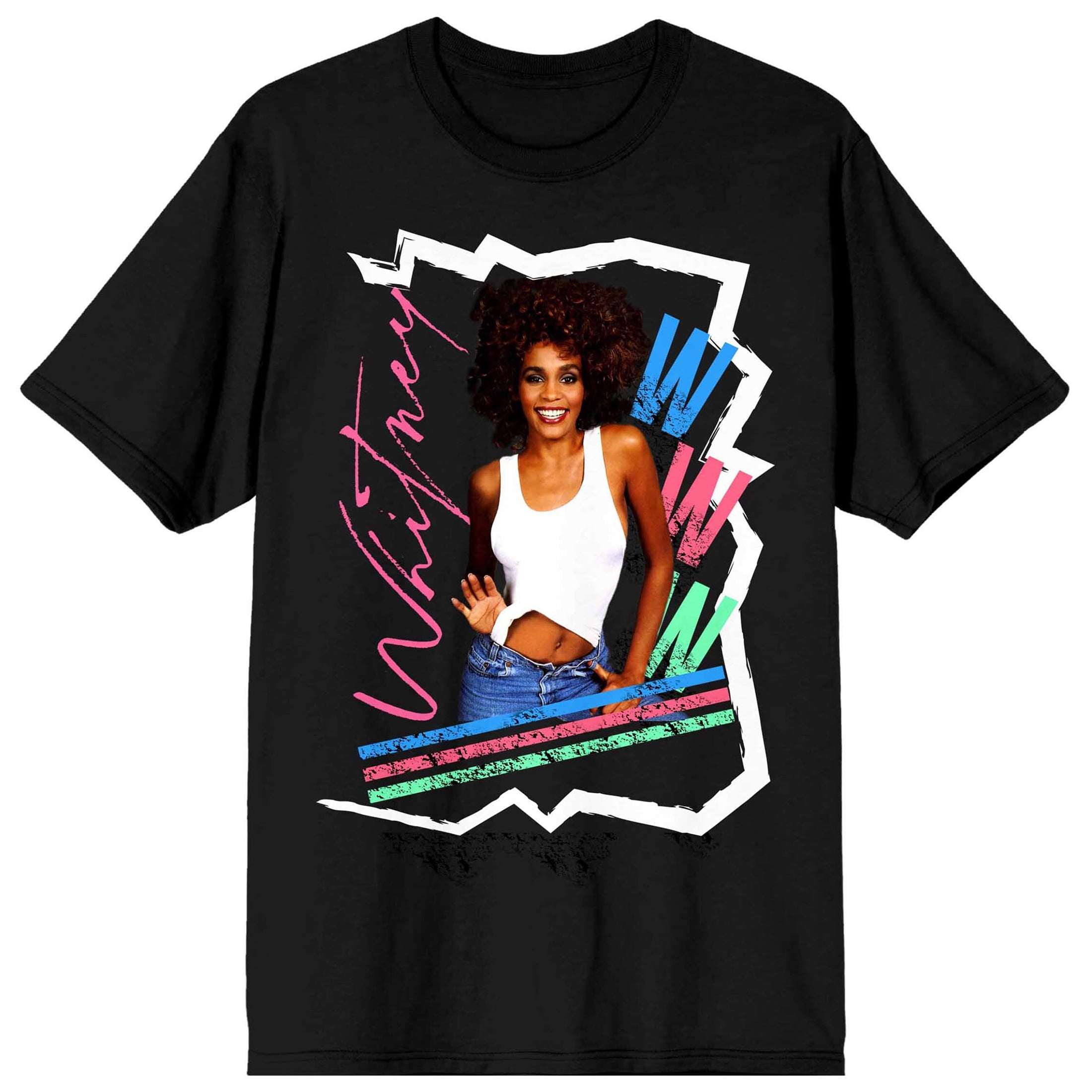 Whitney Houston Tripe W Screen Print Men's Black T-shirt-6XL - Walmart.com