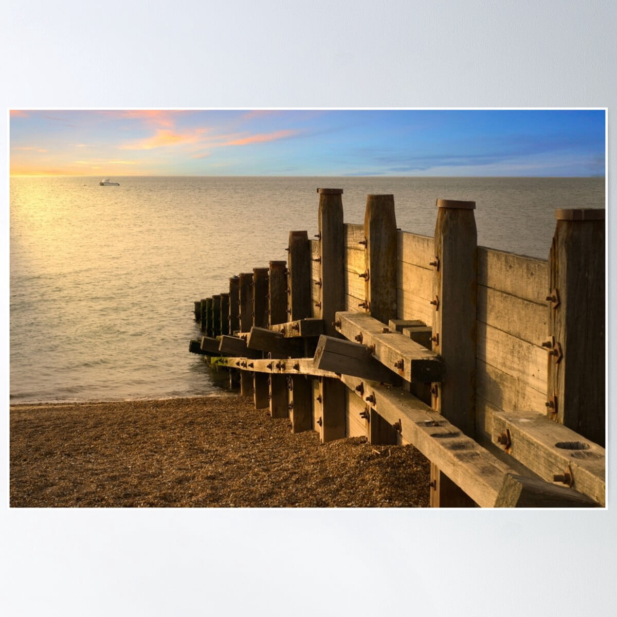 Whitstable Sea Groyne Poster Wall Art, Modern Wall Decor For Living ...