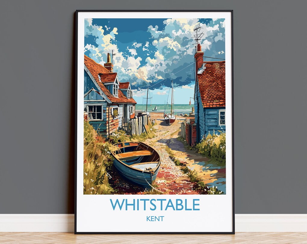 Whitstable Travel Poster, Travel Print Of Whitstable, Kent Coast Art ...