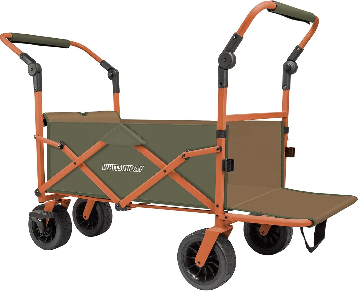 Whitsunday Collapsible Folding Beach Wagon Cart, Foldable Double Push ...