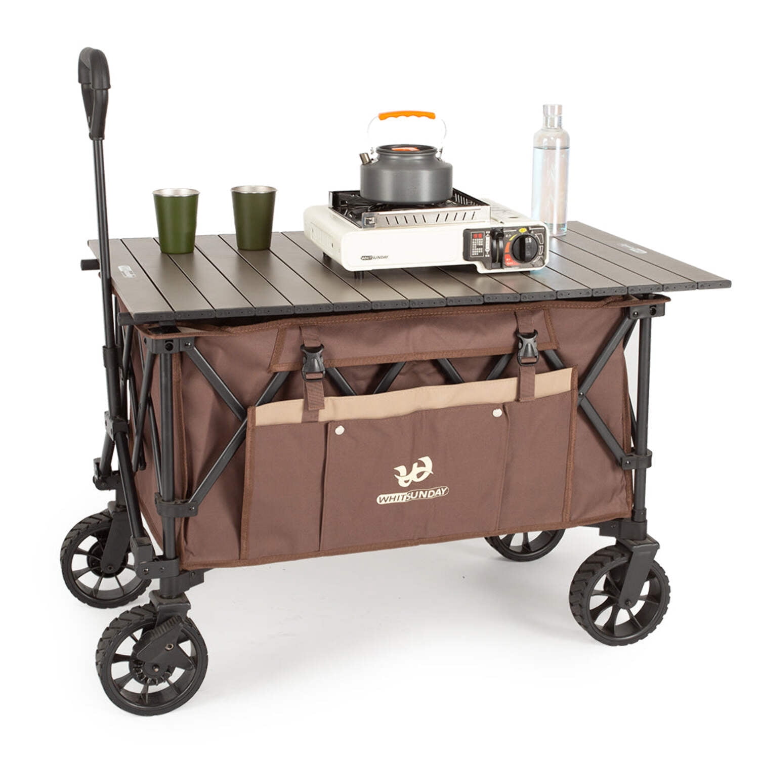 Whitsunday Moko Compact Folding Wagon Cart with Aluminum Table Plate ...