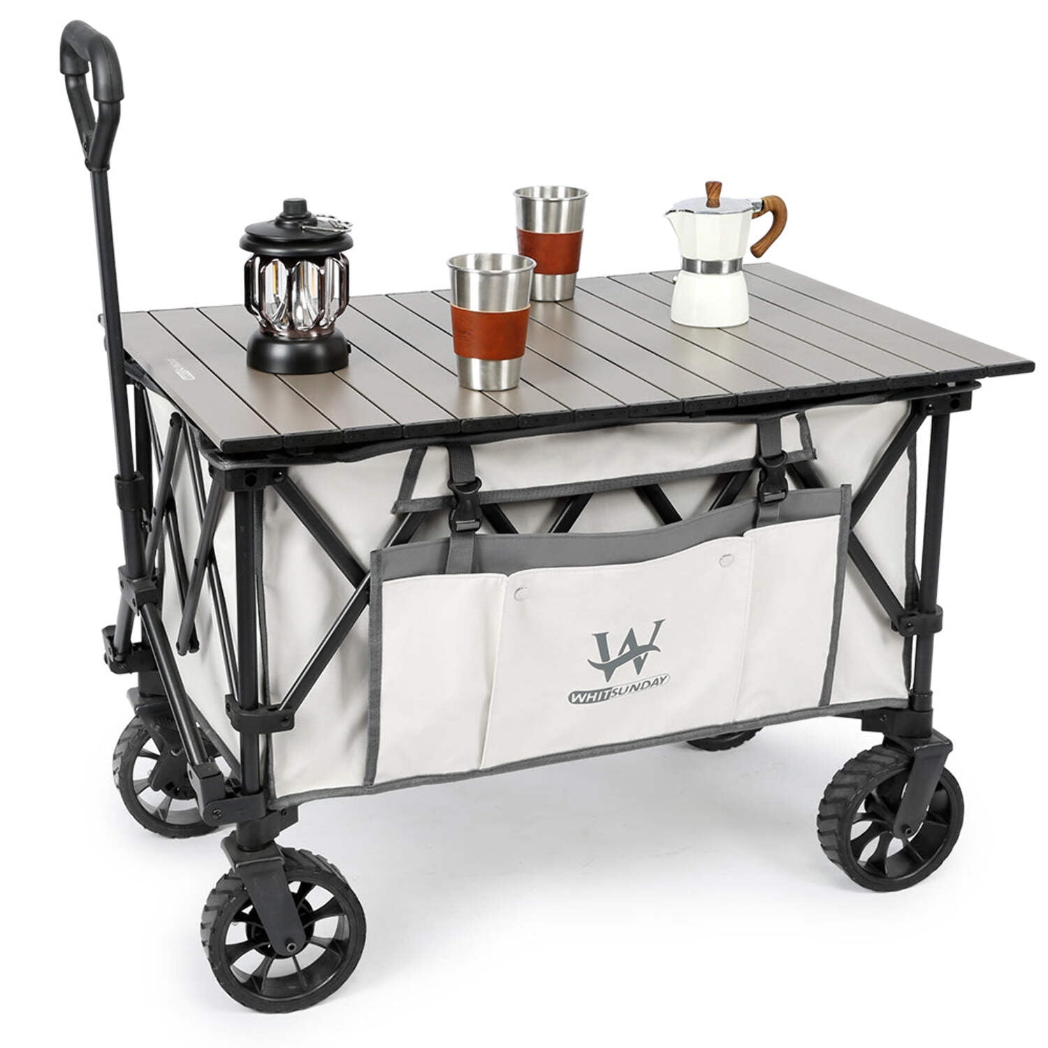 Whitsunday Moko Compact Folding Wagon Cart with Aluminum Table Plate ...