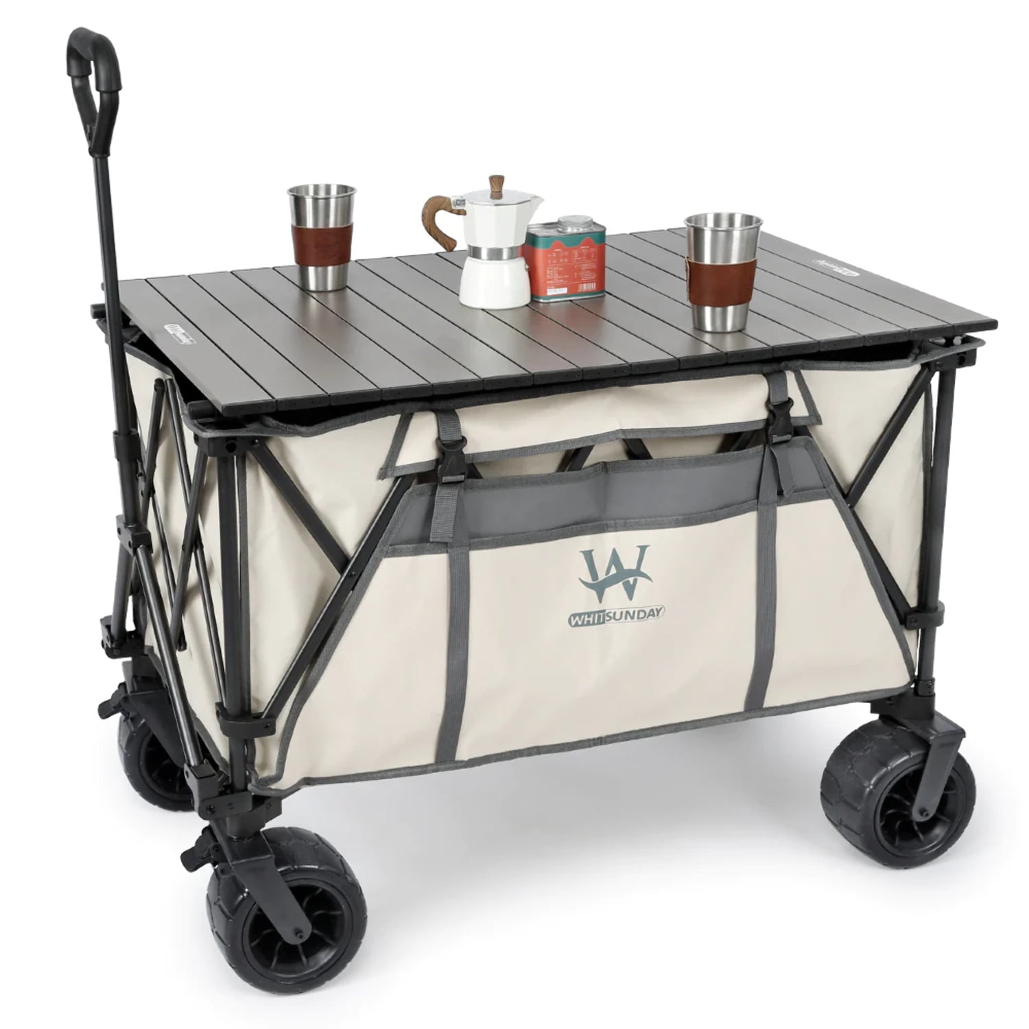 Whitsunday Moko Large Folding Wagon Cart with Aluminum Table Plate ...
