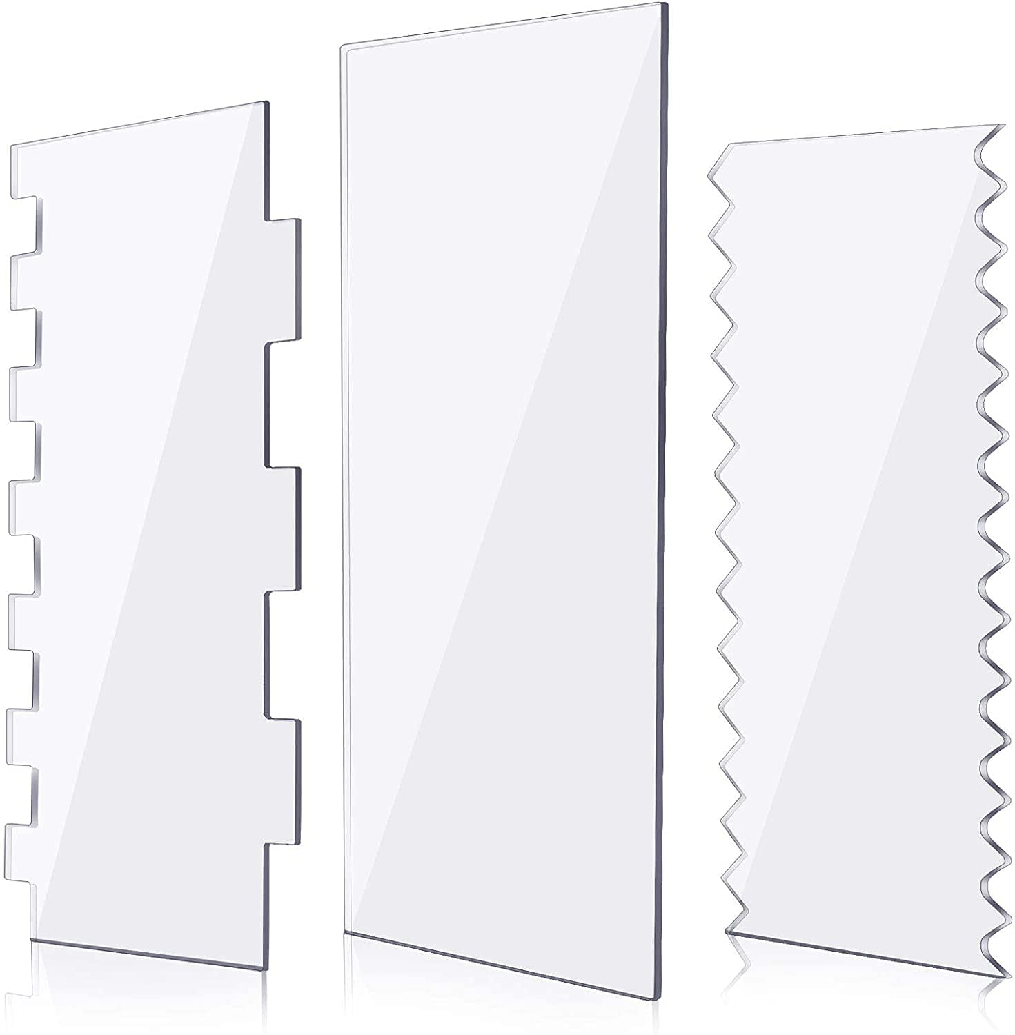 Whittlewud Pack of 3 Pieces Cake Scrapers Clear Acrylic Cake Icing Scraper Frosting Buttercream ...