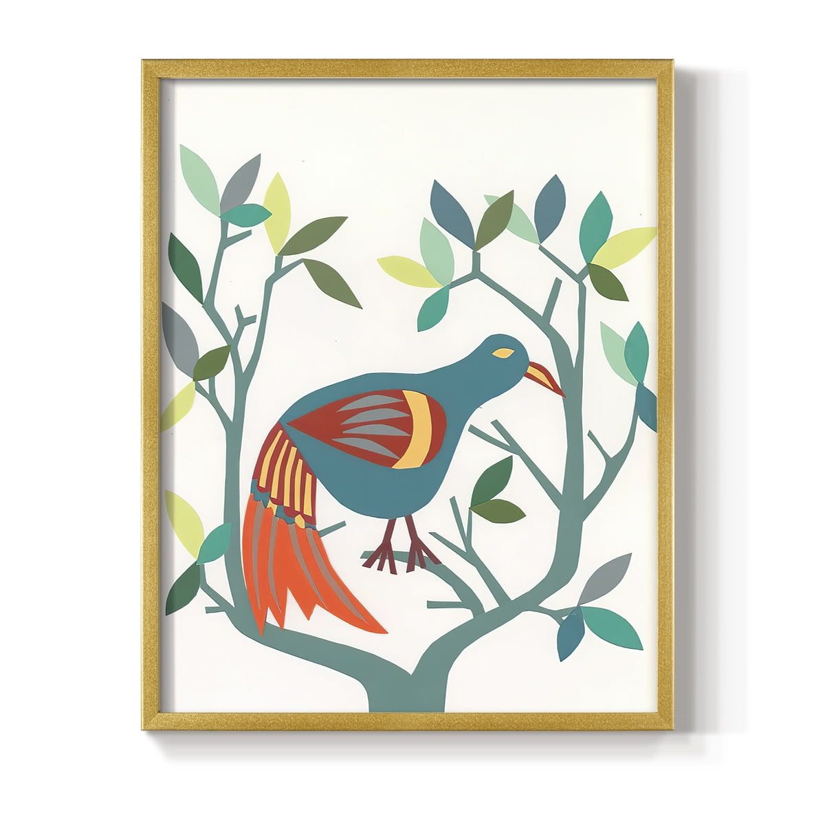Whitty Bird II Framed Print in Gold Solid Wood 22 x 28 Framed Print ...