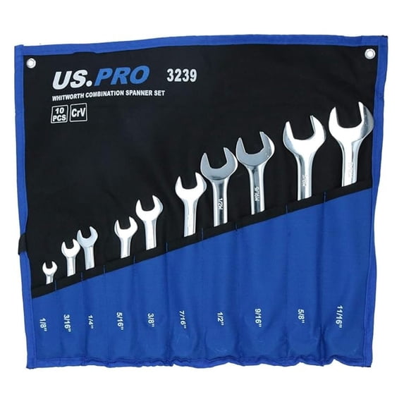 Whitworth Combination Wrenches 10pc Set - 1/8-11/16 inch BSW Spanners ...