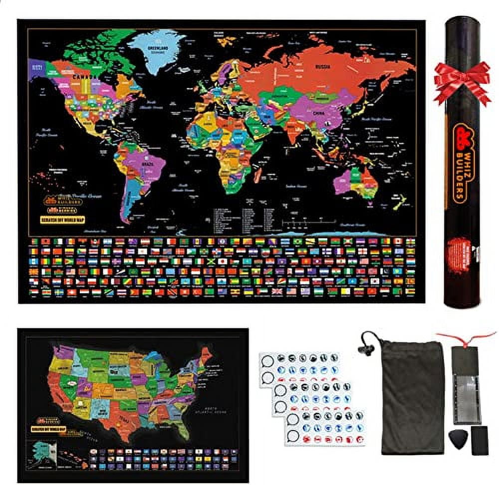 World Map Poster with Scratch Off States & Countries, Travel Tracker ...