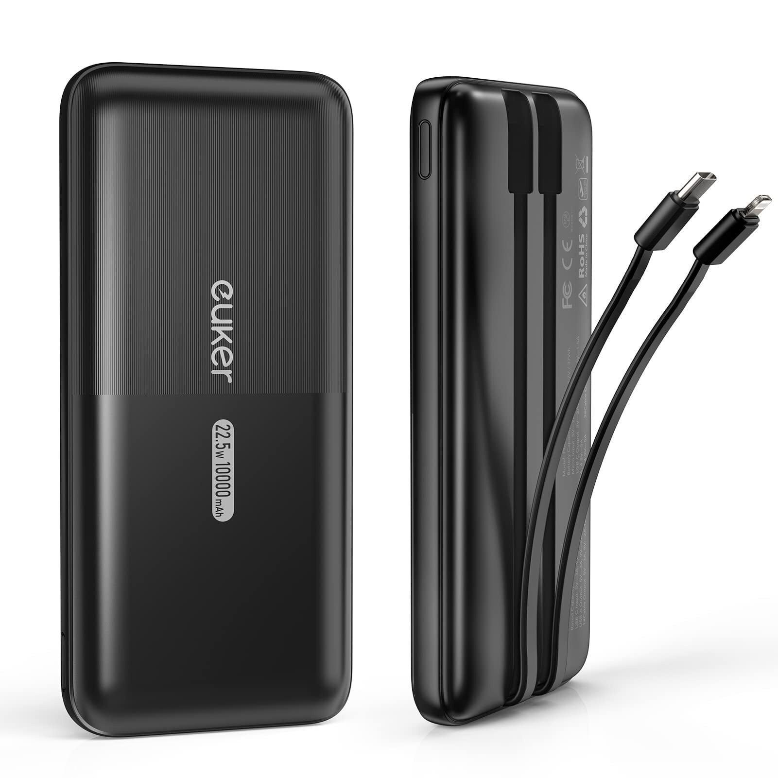 Garvee 10,000mAh Portable Charger Power Bank with Built-in Cables, Fast ...