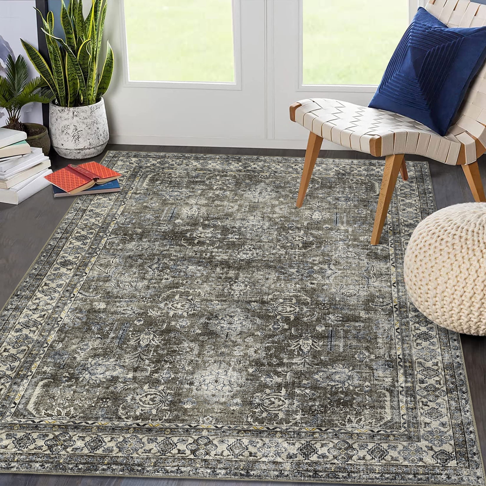 Garvee 10'x13' Area Rug Vintage Boho Washable Rug Farmhouse Distressed ...