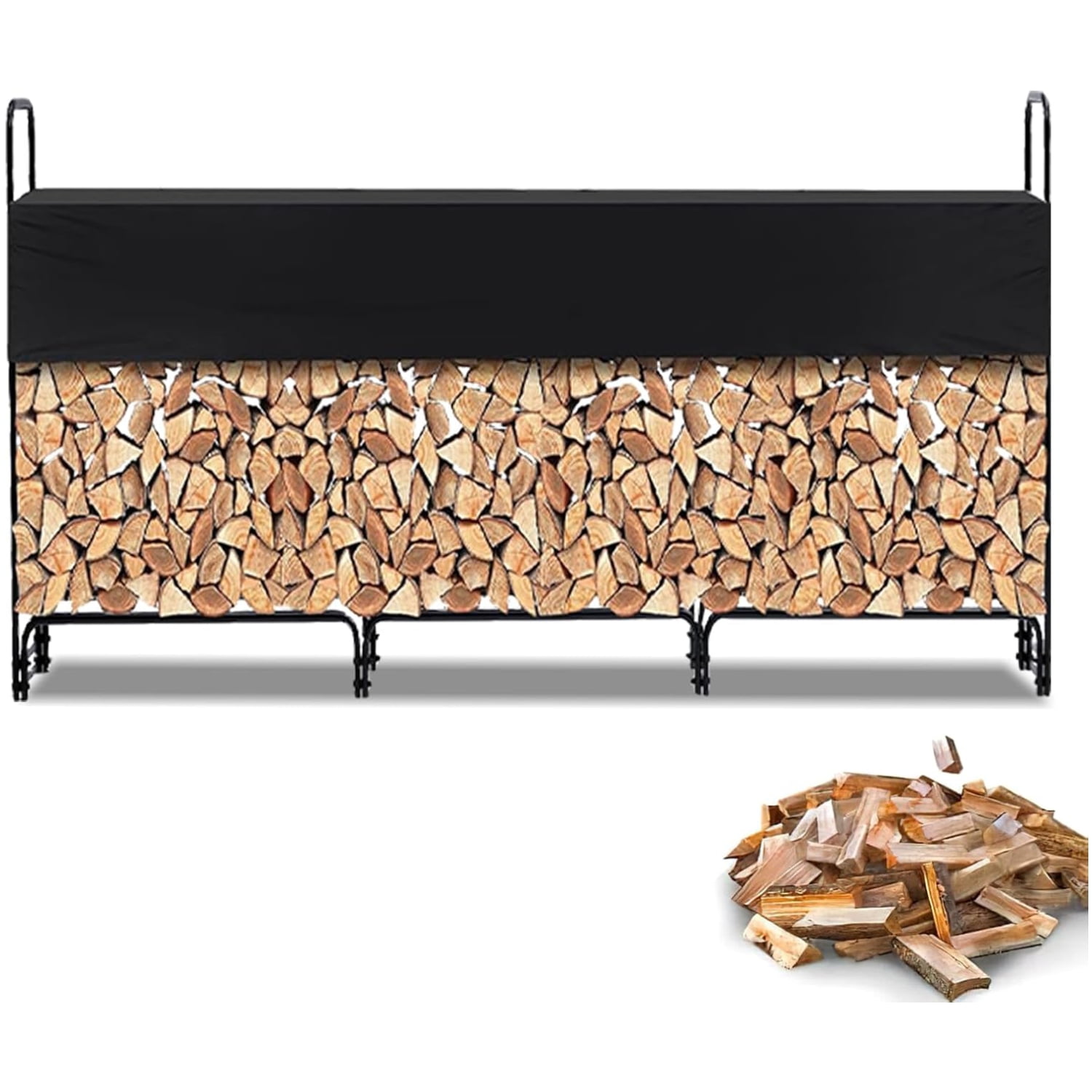 Garvee 12.5FT Firewood Rack Outdoor, Heavy Duty Firewood Holder ...