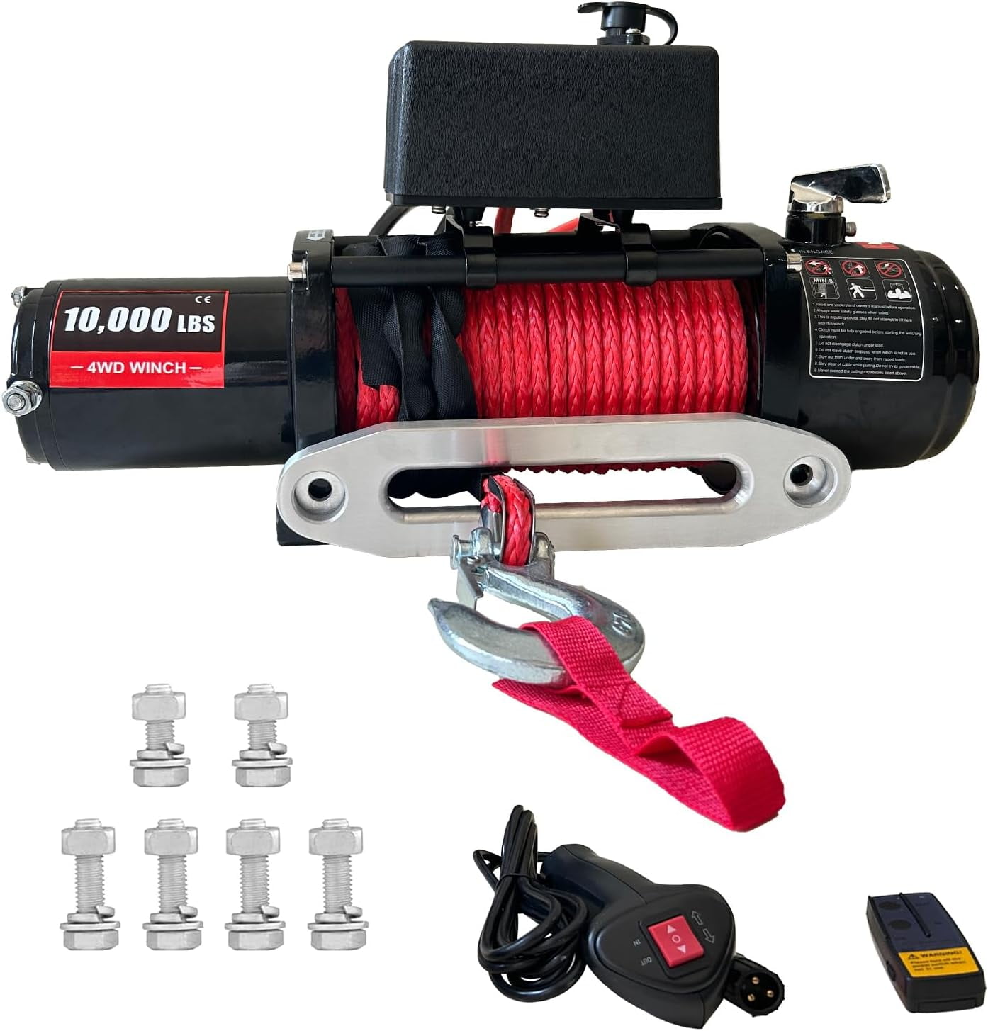 WhizMax 12V Electric Winch,10000LBS 3.0hp 80ft Load Capacity Synthetic Rope Towing Winches ...