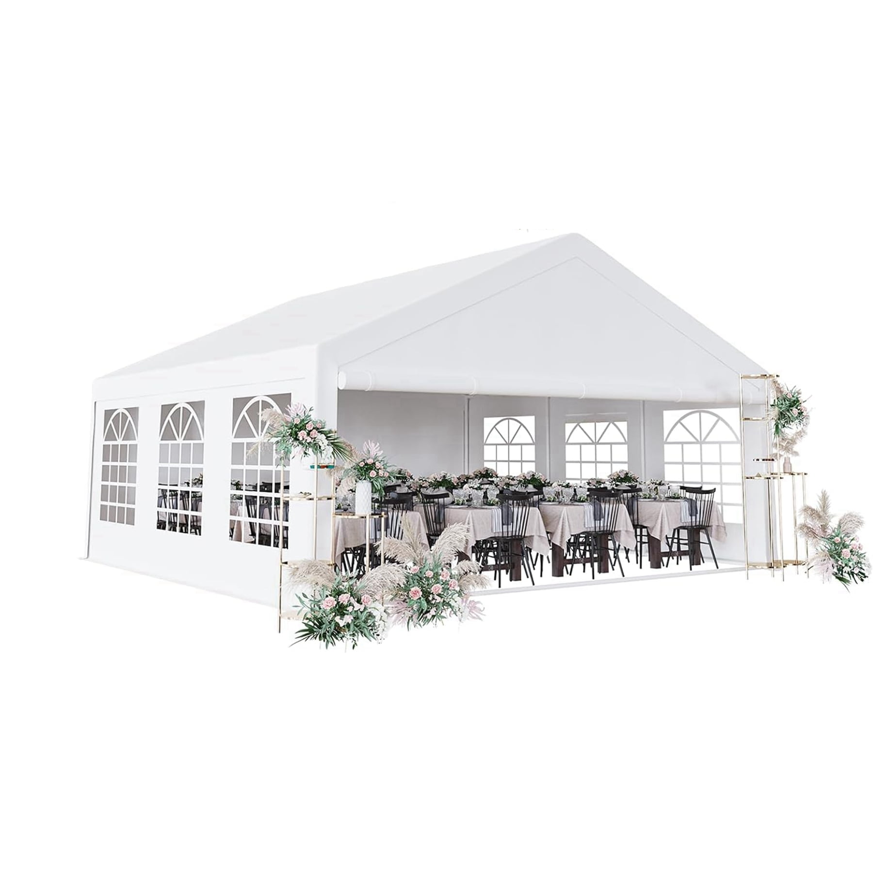 Garvee 16'x32' Wedding Party Tent in White, Outdoor Event Shelter ...