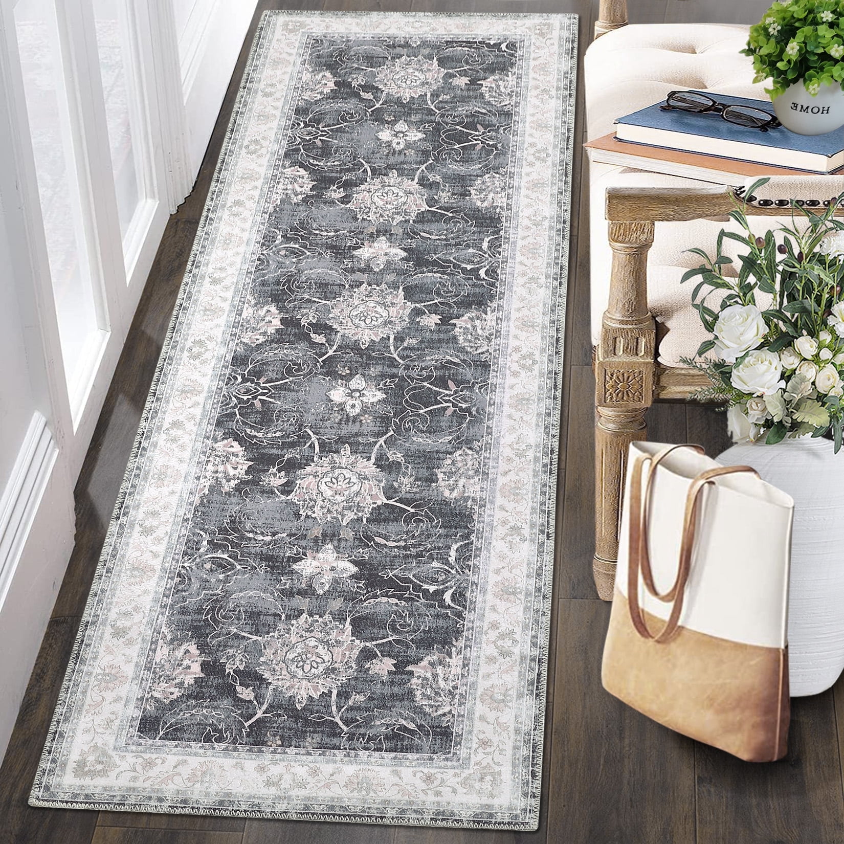 Garvee 2' x 6' Persian Boho Runner Rug Vintage Floral Distressed ...