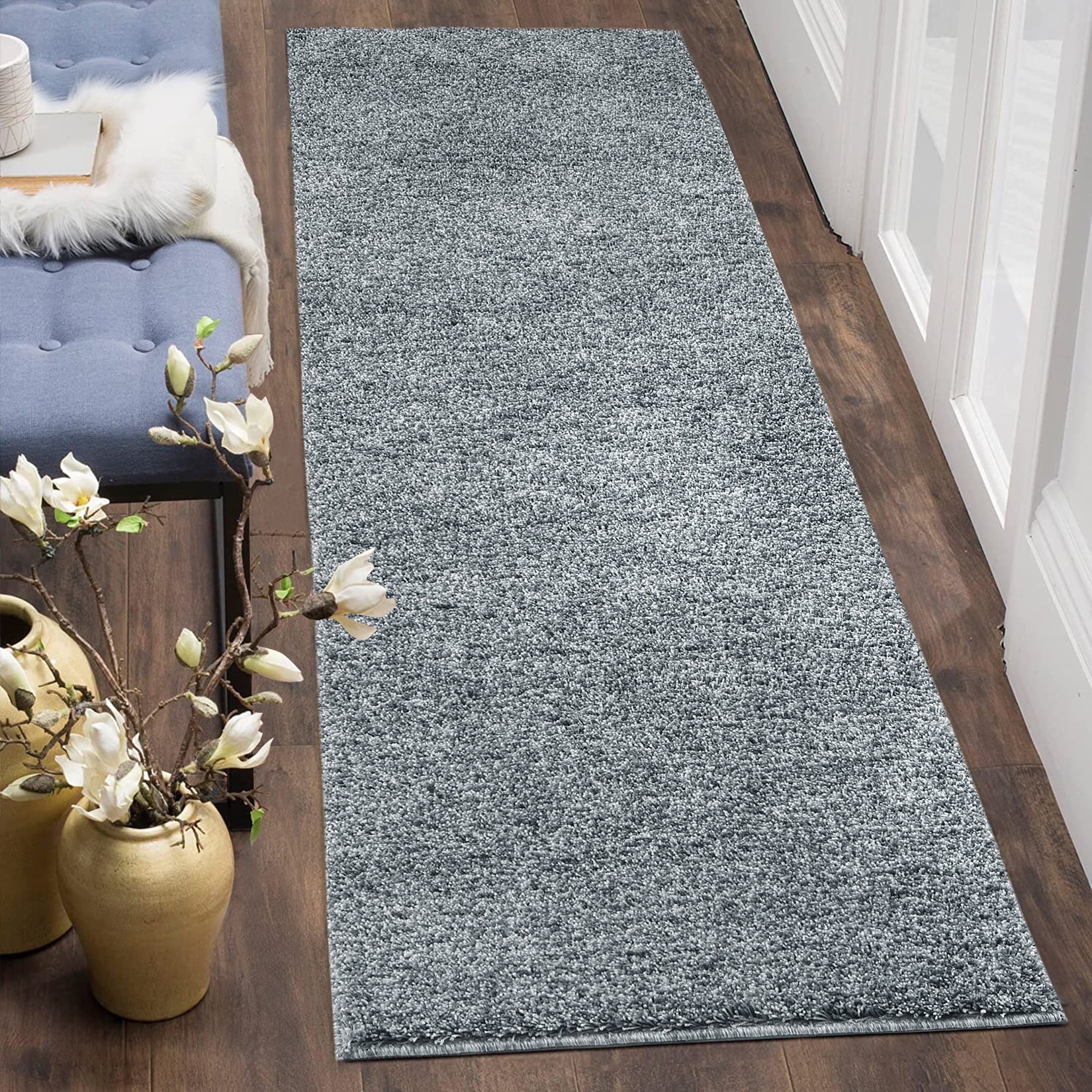 Garvee 2' x 6' Runner Rug Modern Space-Dyed Shaggy Fluffy Shag Hallway ...