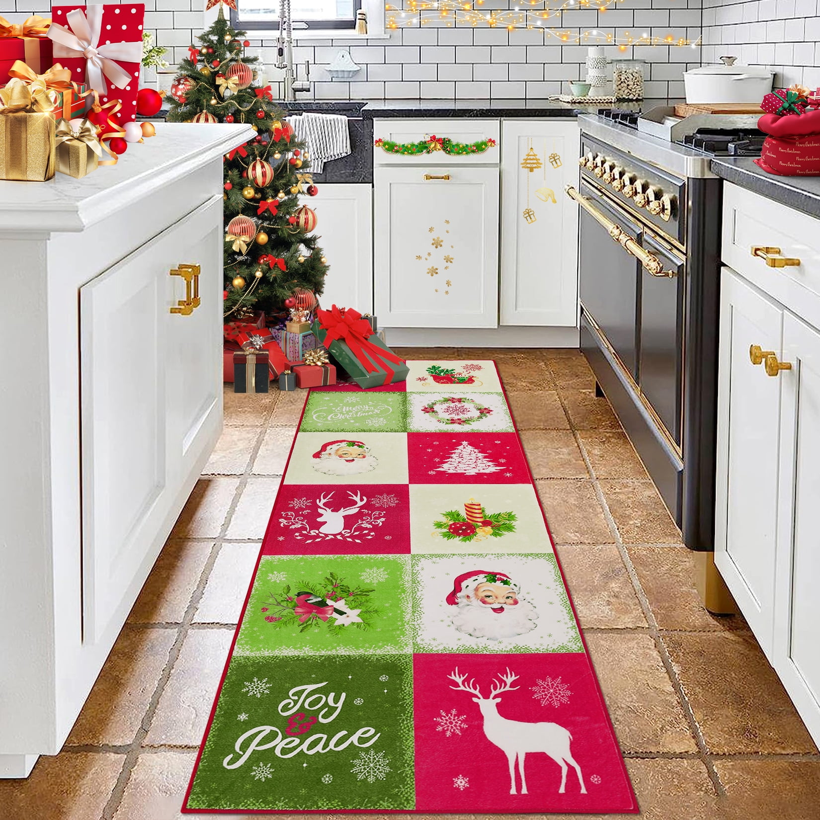 WhizMax 2' x 8' Christmas Kitchen Runner Rug Many Xmas Pattern ...