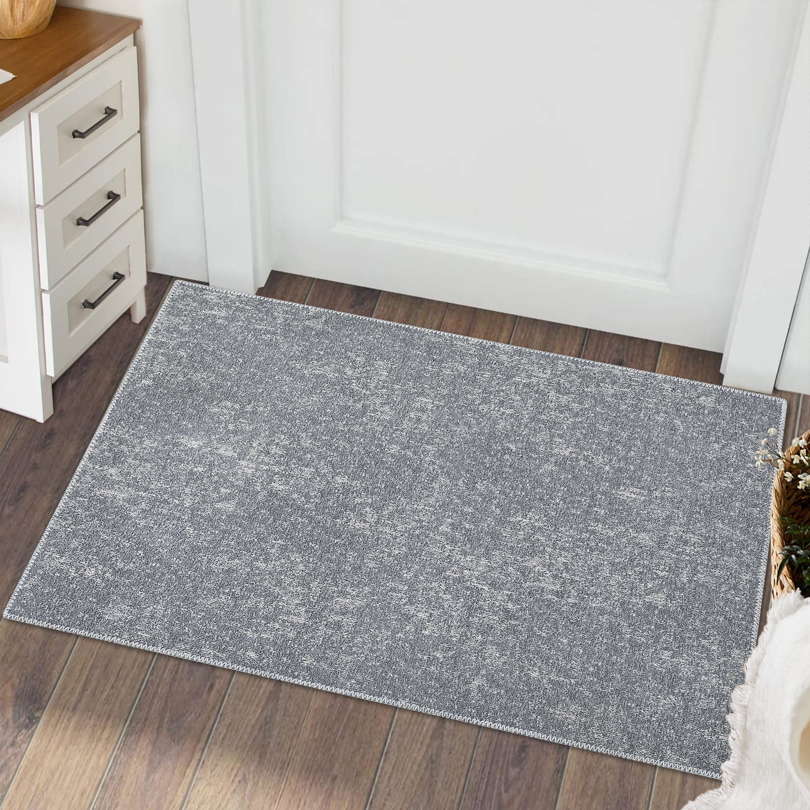 WhizMax 2'x3' Entryway Non-Slip Area Rug Modern Solid Jacquard Textured ...