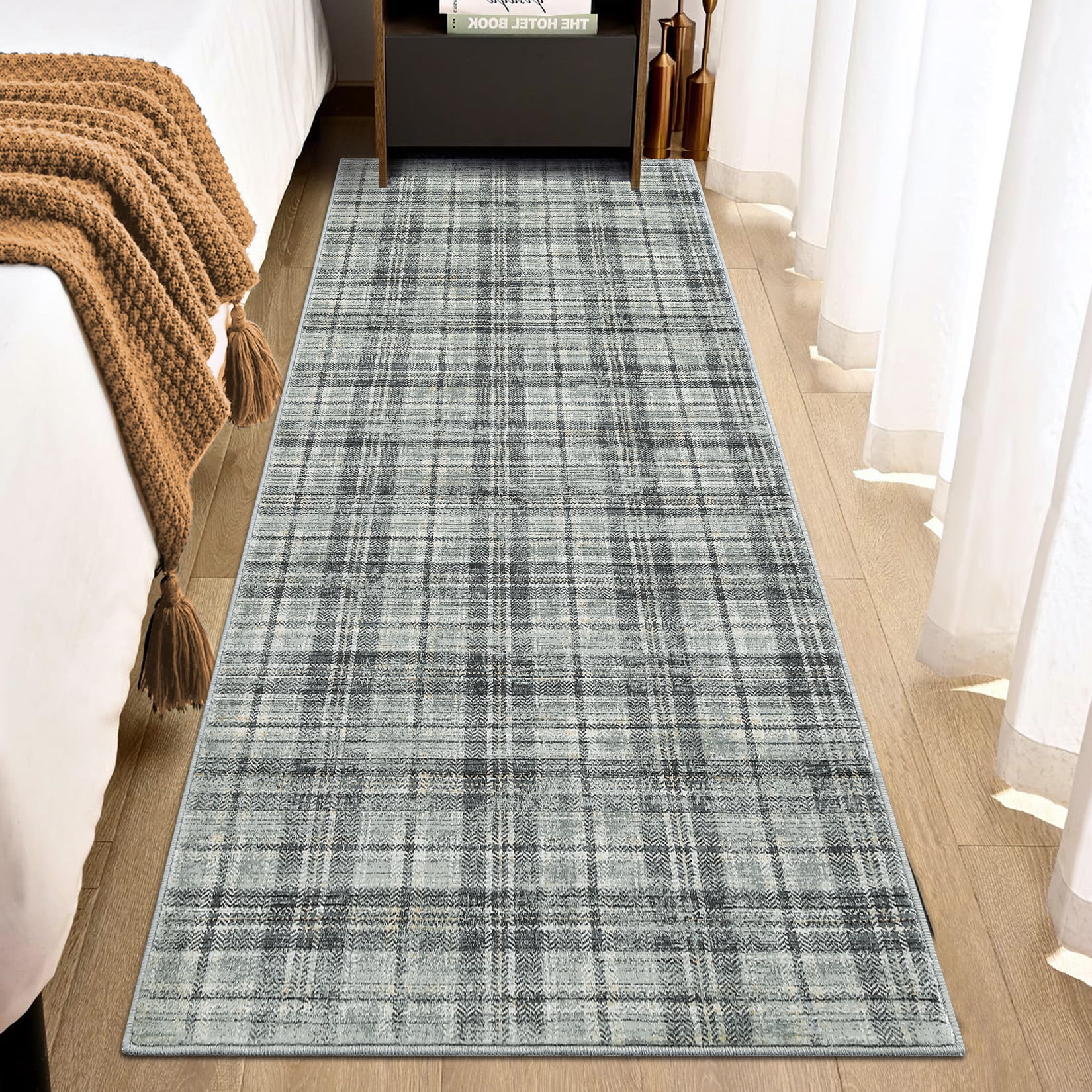 Garvee 2'x6' Plaid Runner Rug Washable Rug for Entryway Hallway Kitchen ...