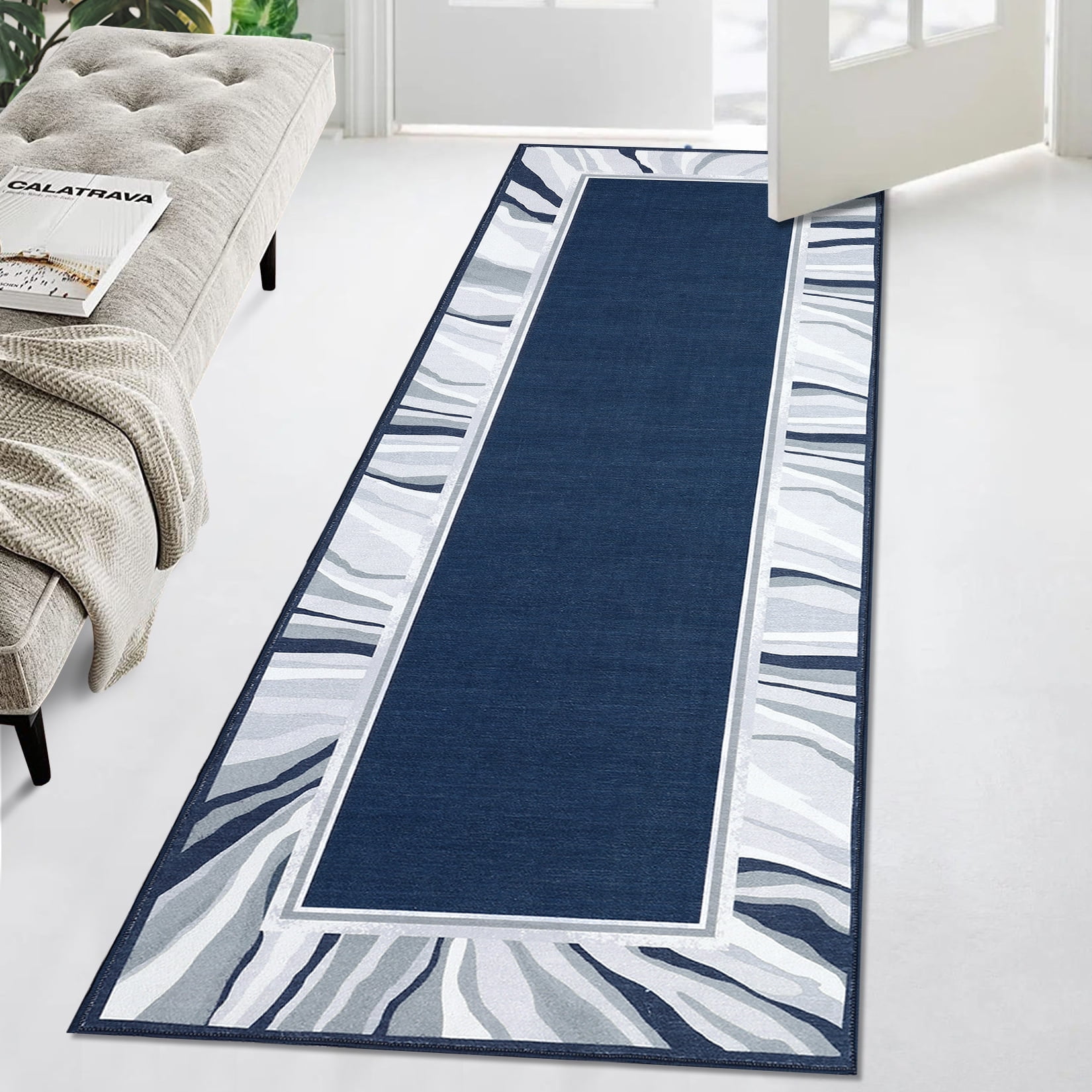Garvee 2'x6' Washable Runner Rug Modern Border Runners Low Pile Non ...