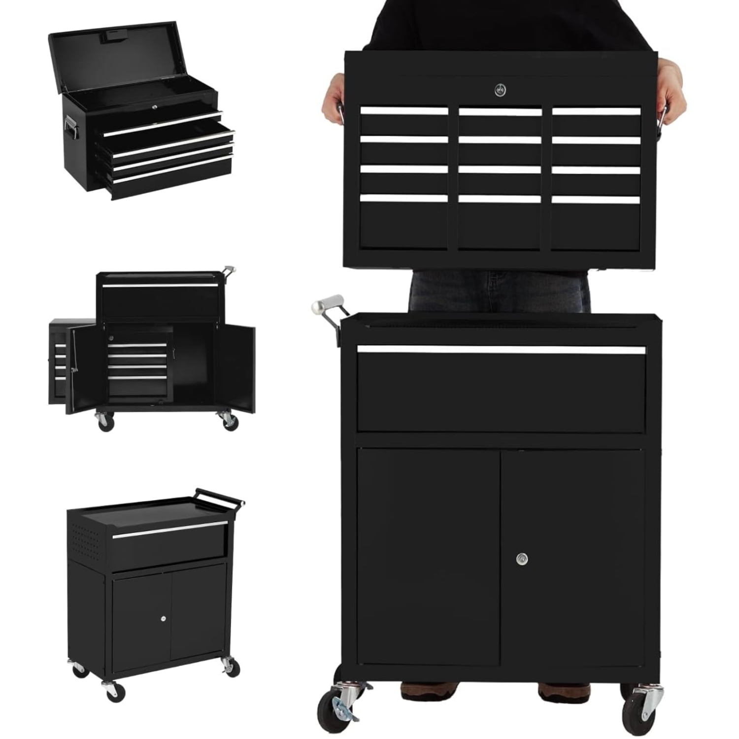Garvee 20" Rolling Tool Box with Drawers, Tool Cabinet with Lockable ...