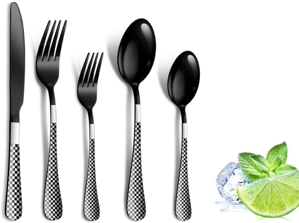 WhizMax 20pcs Black Silverware Set, Stainless Steel Tableware Cutlery ...