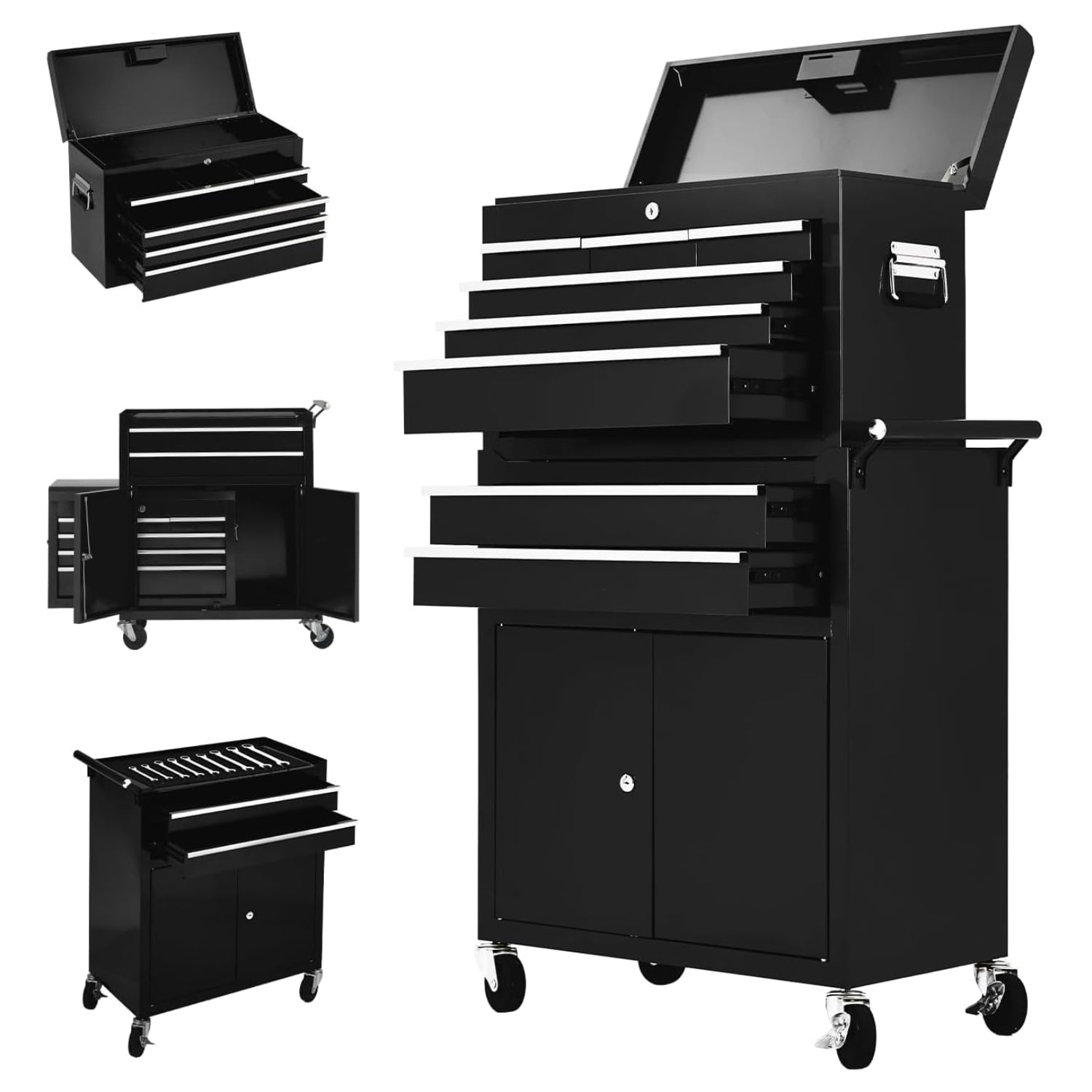 Garvee 24" Rolling Tool Box with Drawers, Tool Cabinet with Lockable ...