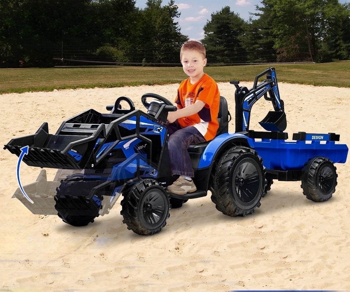 WhizMax 24V Motorized 3-in-1 Kids Ride on Tractor, Excavator ...