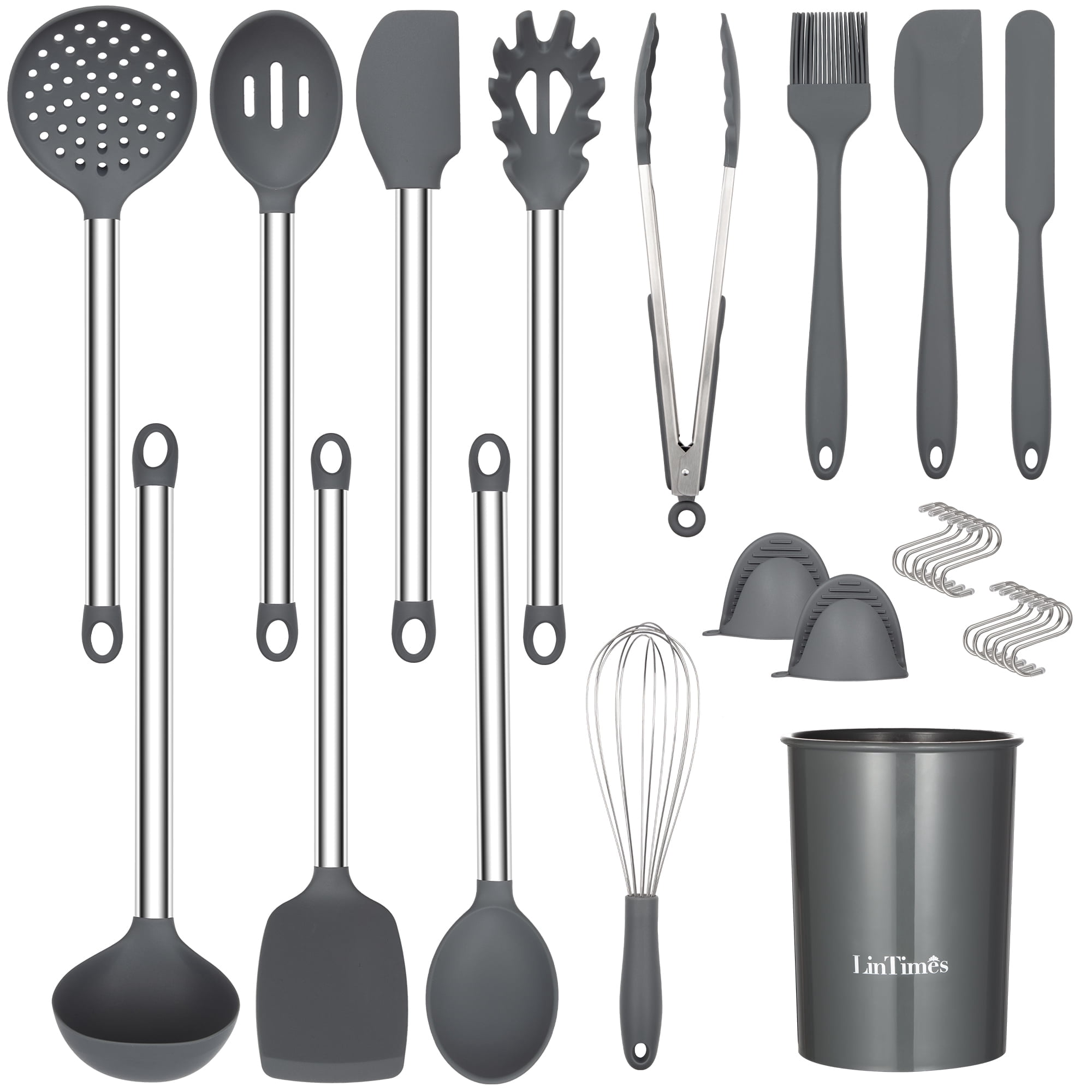 Garvee 27pcs Nonstick Utensils Set with Holder, Heat-Resistant Spoon ...