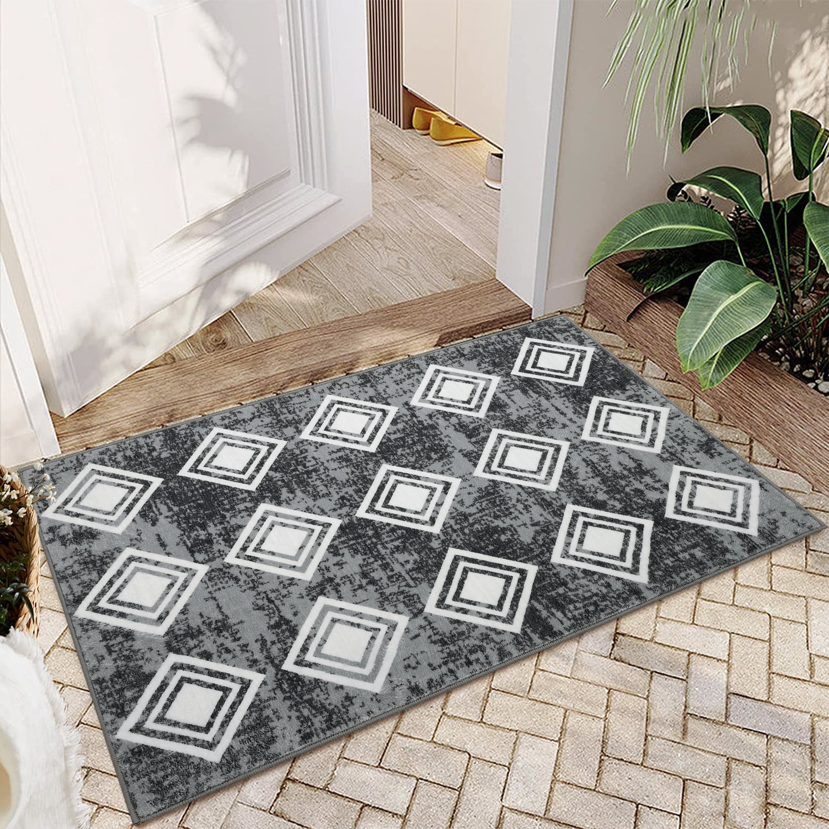 WhizMax 2x3 Modern Geometric Rug Entryway Washable Small Rug Doormat ...
