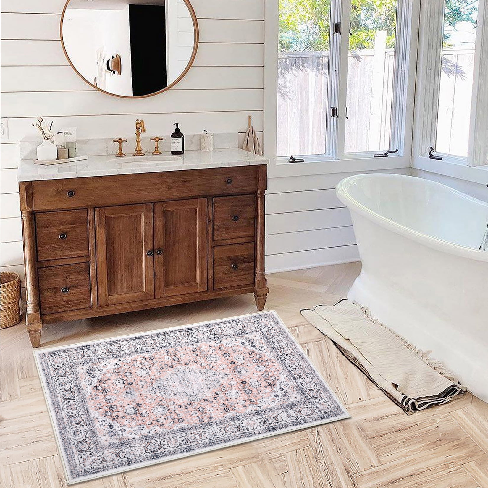 WhizMax 3'x5' Area Rug Vintage Floral Print Rug Washable Rugs Soft ...